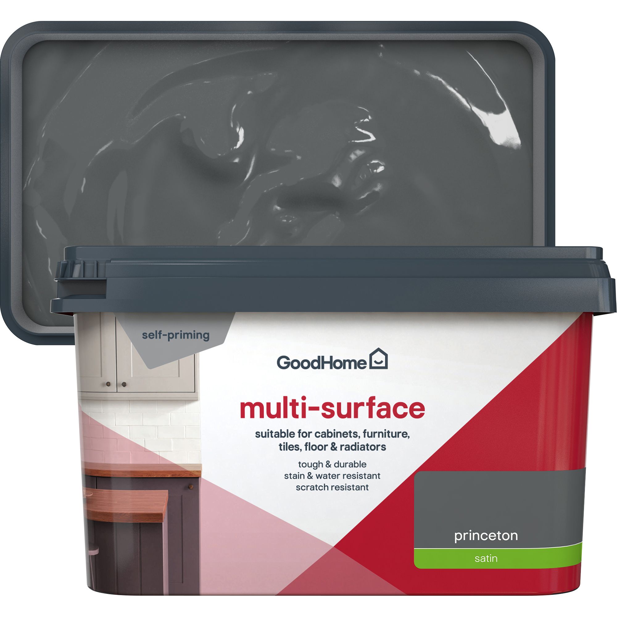 GoodHome Princeton Satin Multi-surface paint, 2L