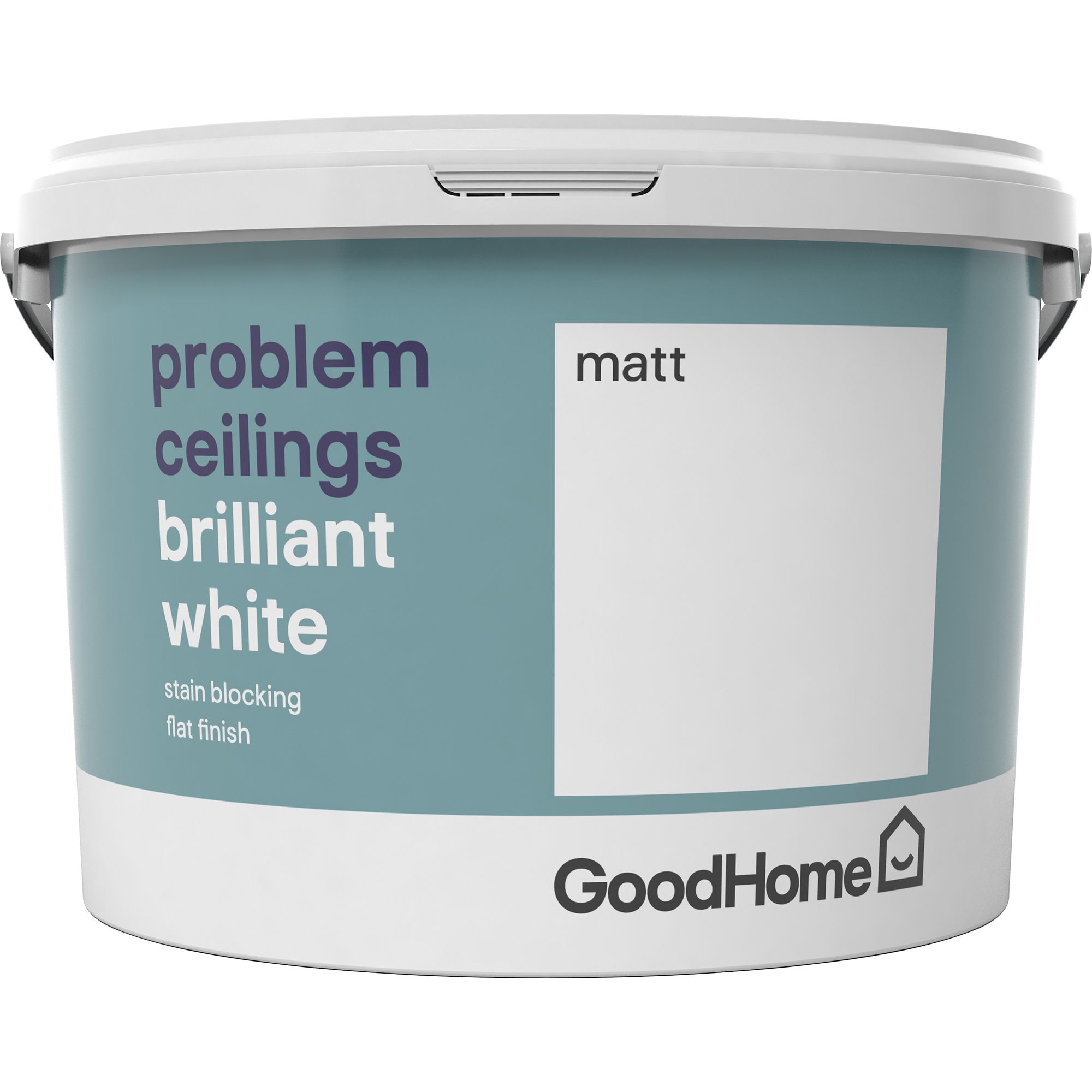 GoodHome Problem Ceilings Brilliant white Matt Ceiling Emulsion paint, 2.5L