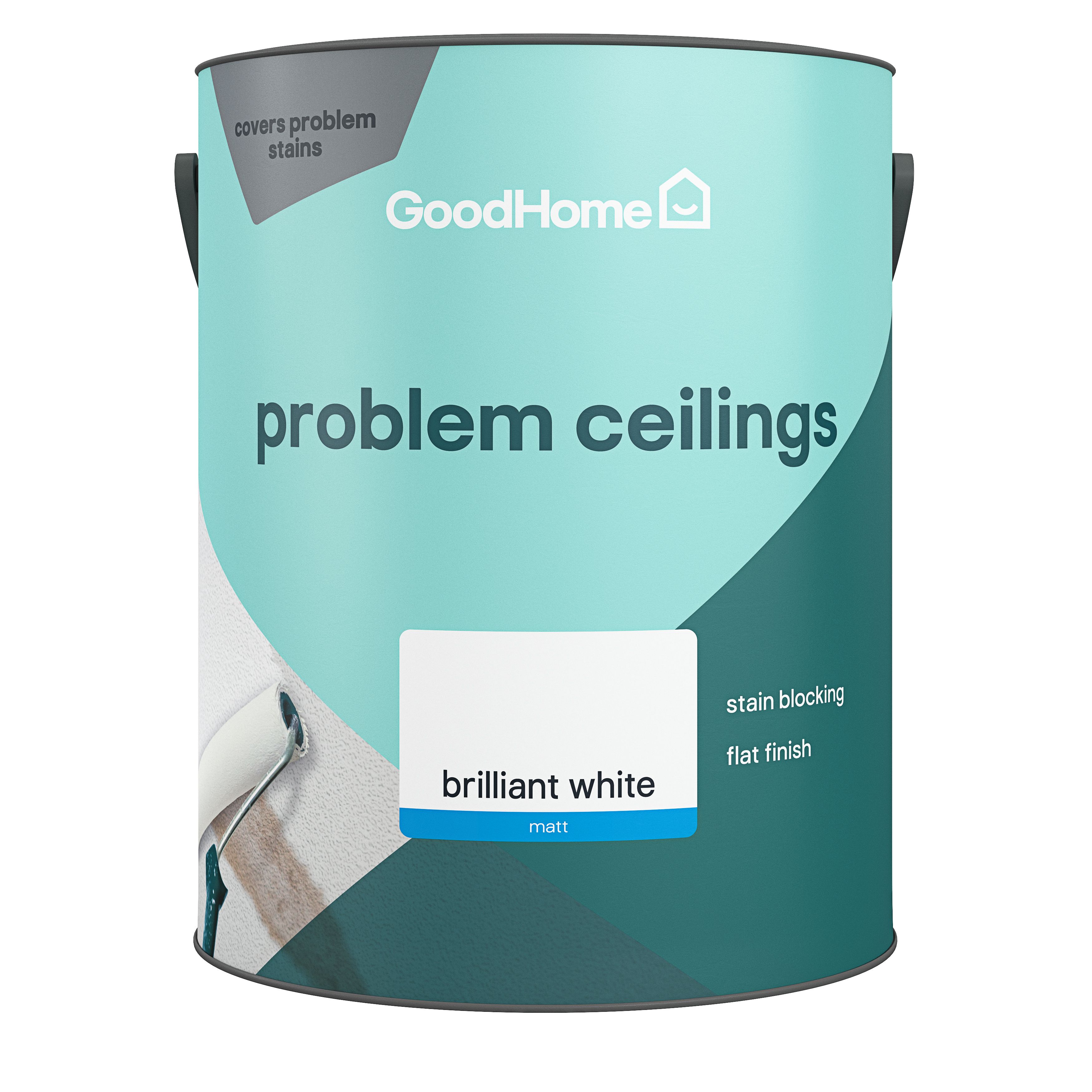 GoodHome Problem Ceilings Brilliant White Matt Ceiling Emulsion paint, 5L