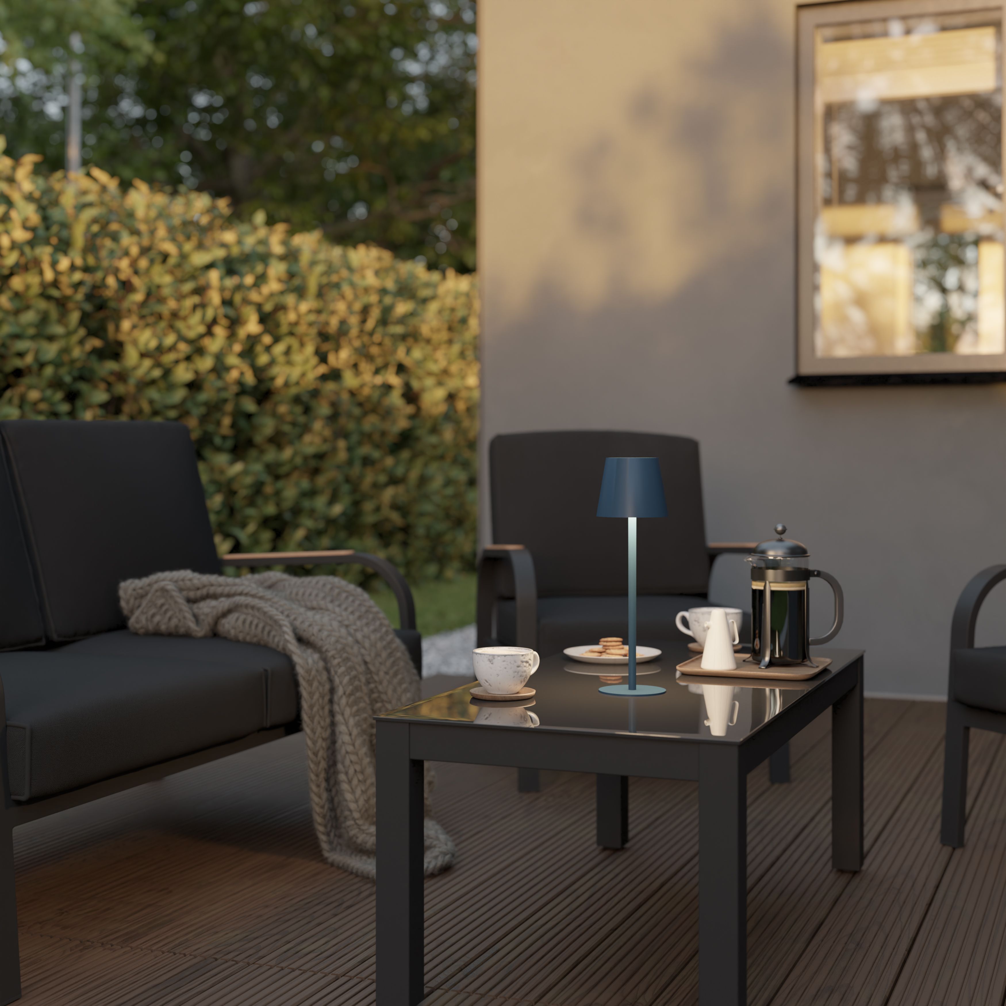 GoodHome Quelea Matt Blue Integrated LED Table lamp | DIY at B&Q