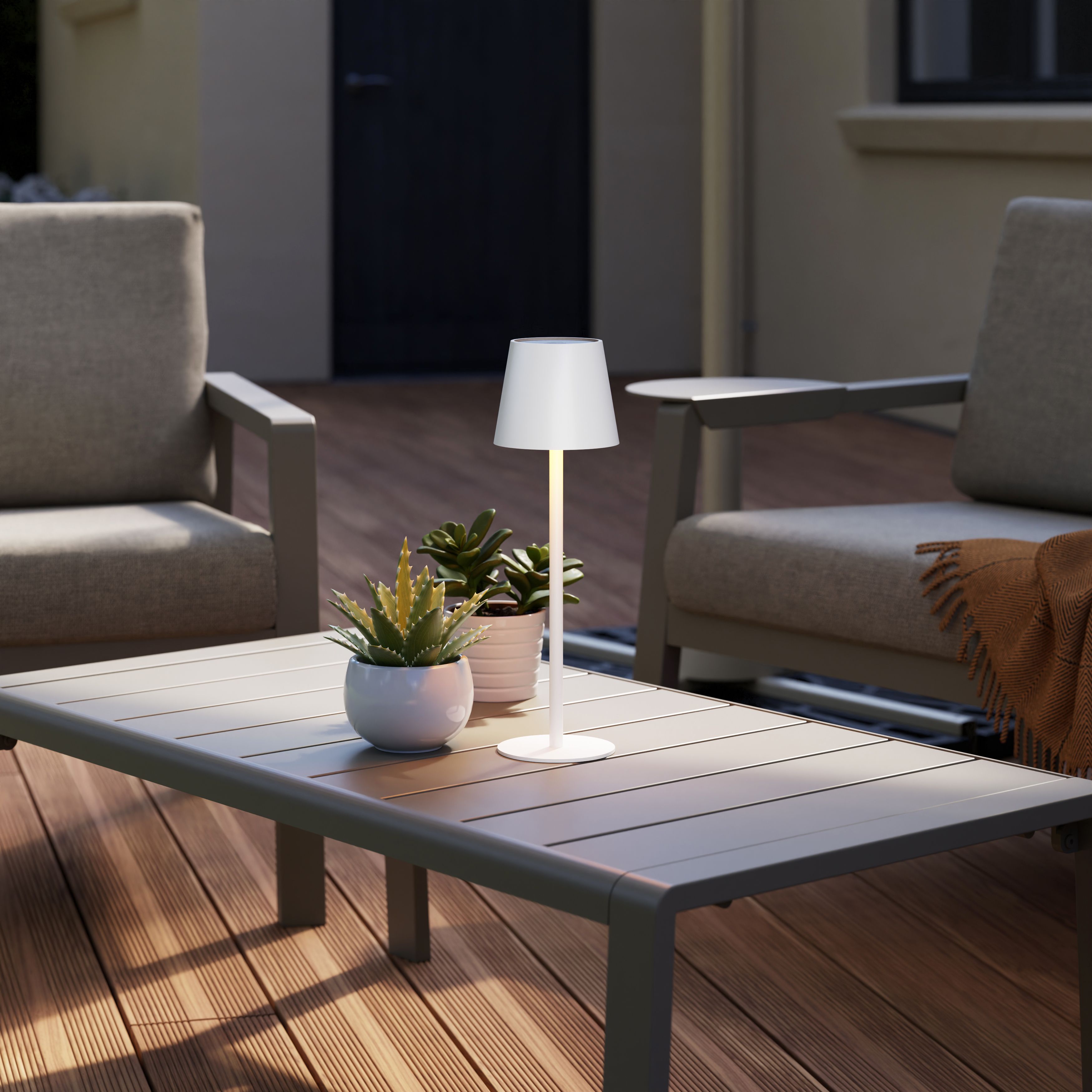 GoodHome Quelea Matt White Rechargeable Integrated LED Table lamp | DIY ...