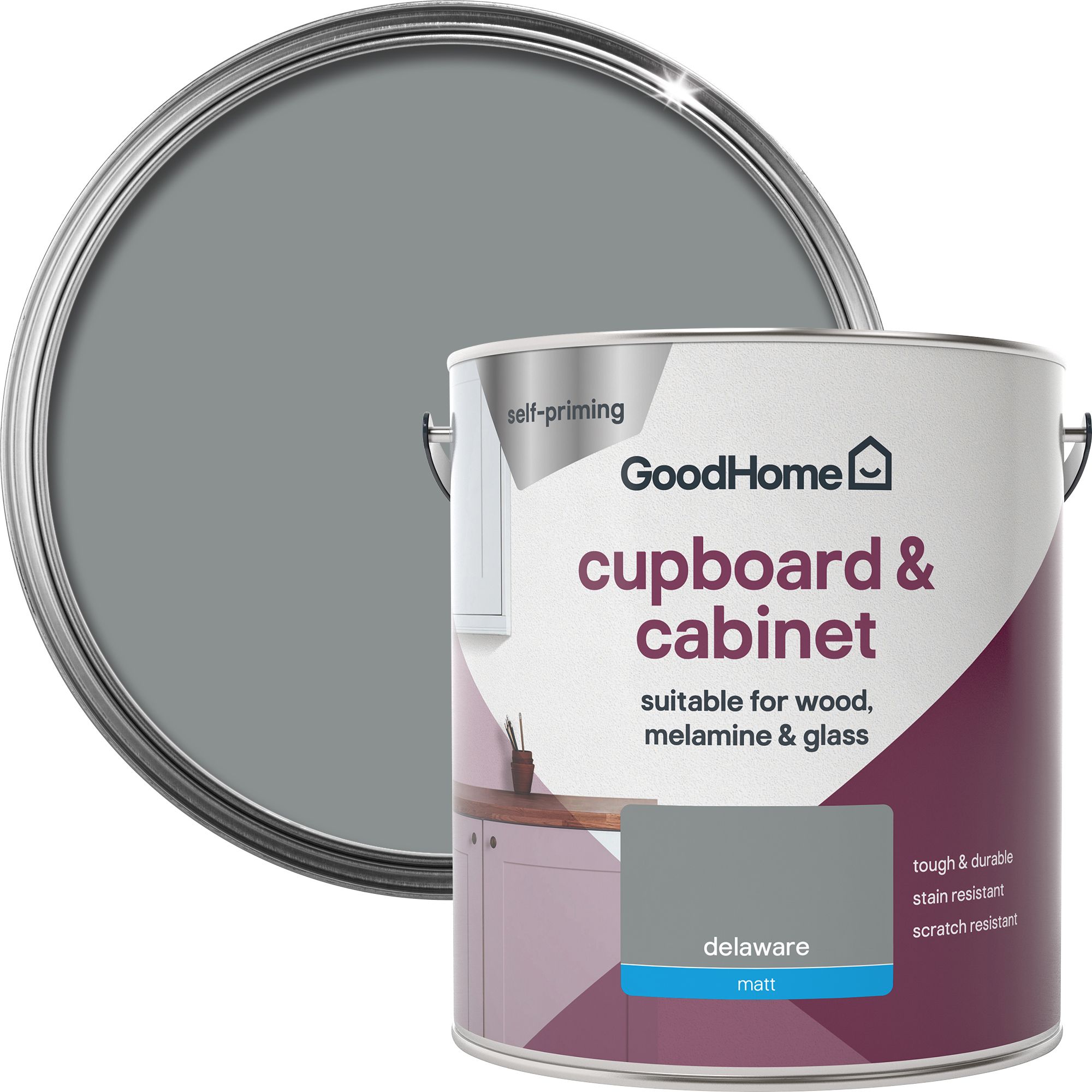 GoodHome Renovation Delaware Matt Multi-room Cupboard & cabinet paint ...