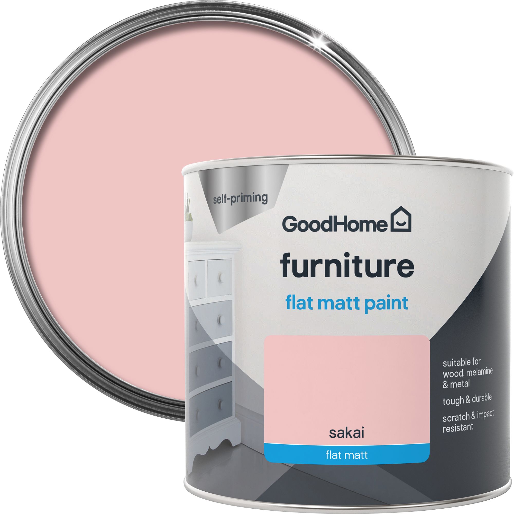 GoodHome Renovation Sakai Flat matt Furniture paint, 500ml | DIY at B&Q