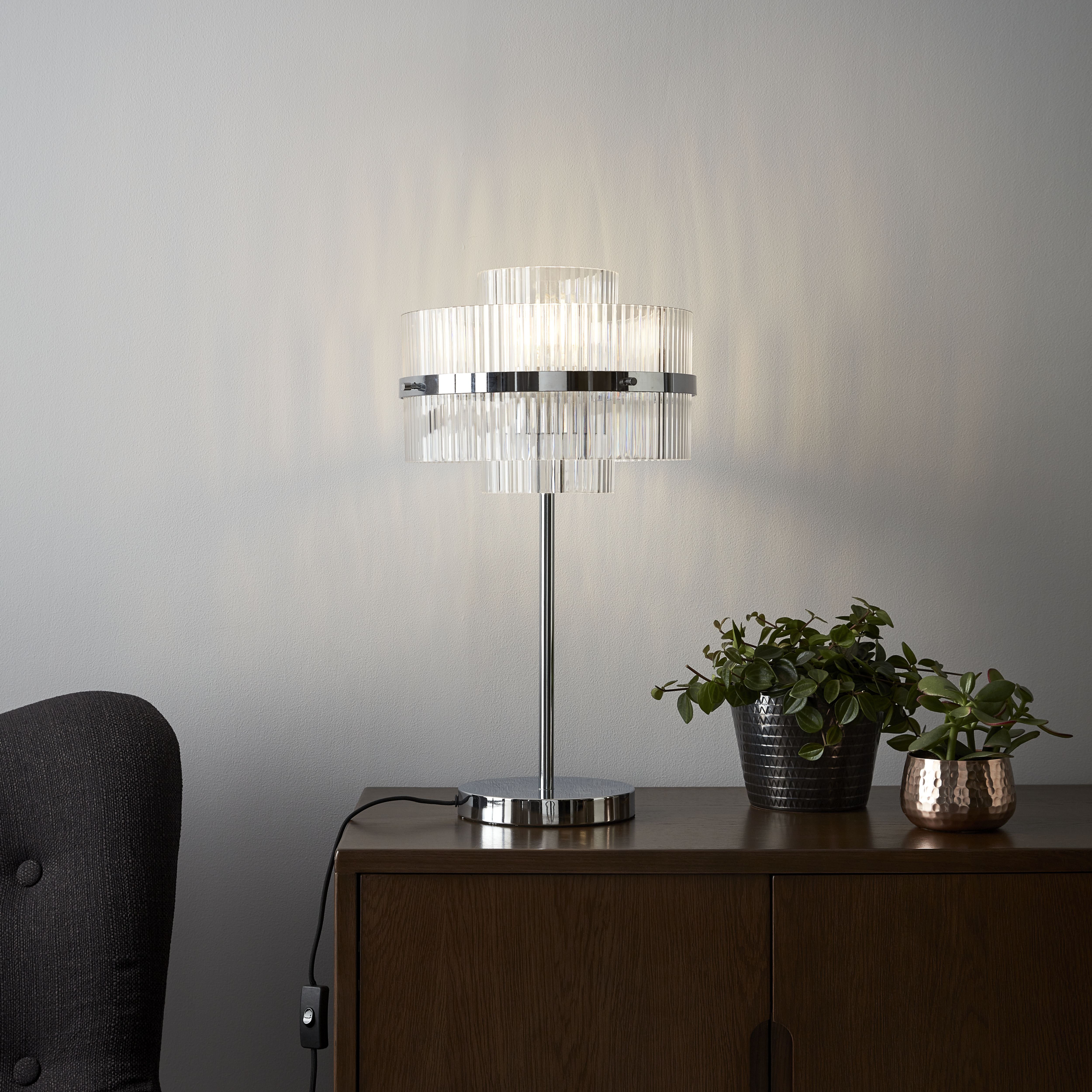 GoodHome Rhyolit Chrome effect Table light