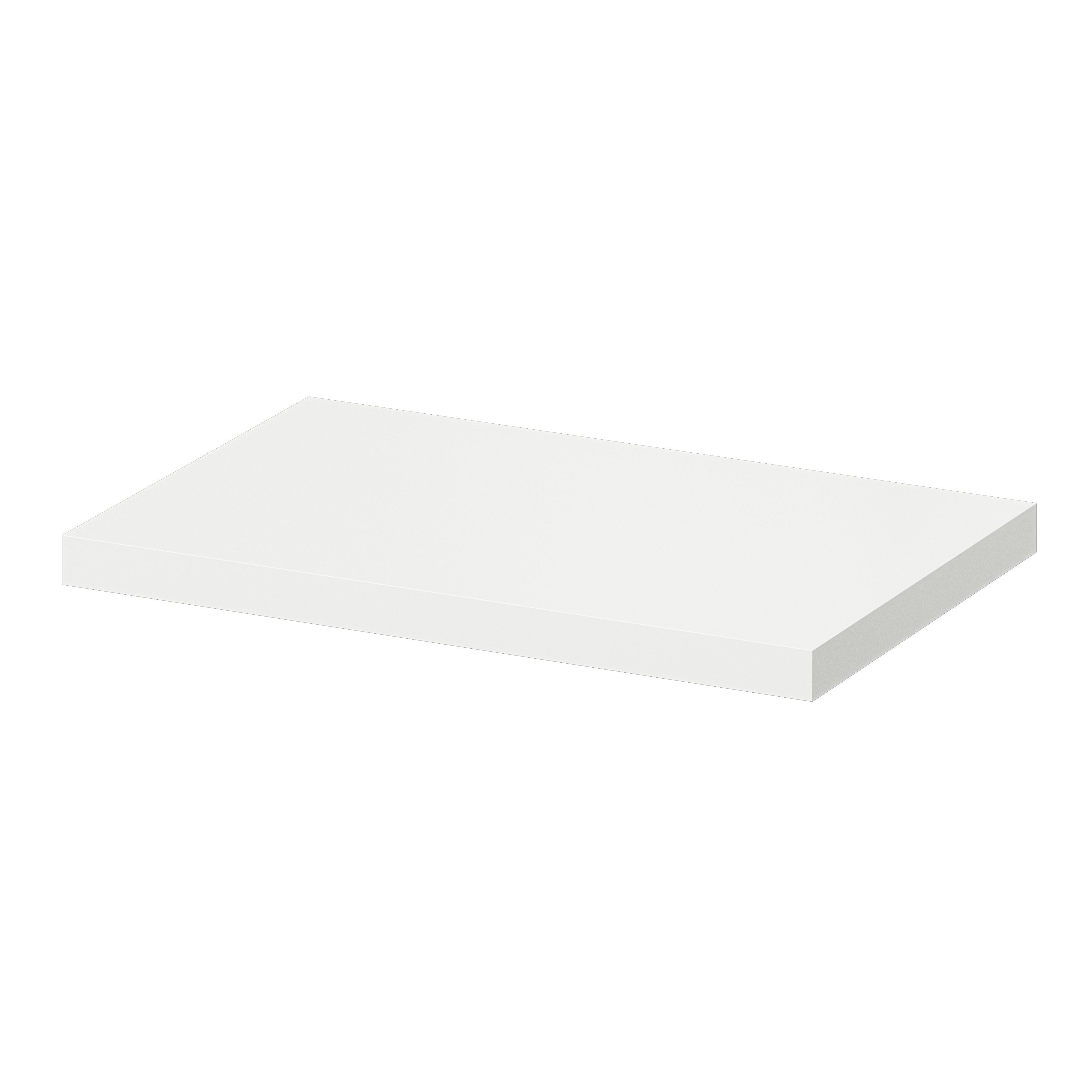 GoodHome Rigga Satin white Rectangular Floating shelf (L)30cm x (D)19cm