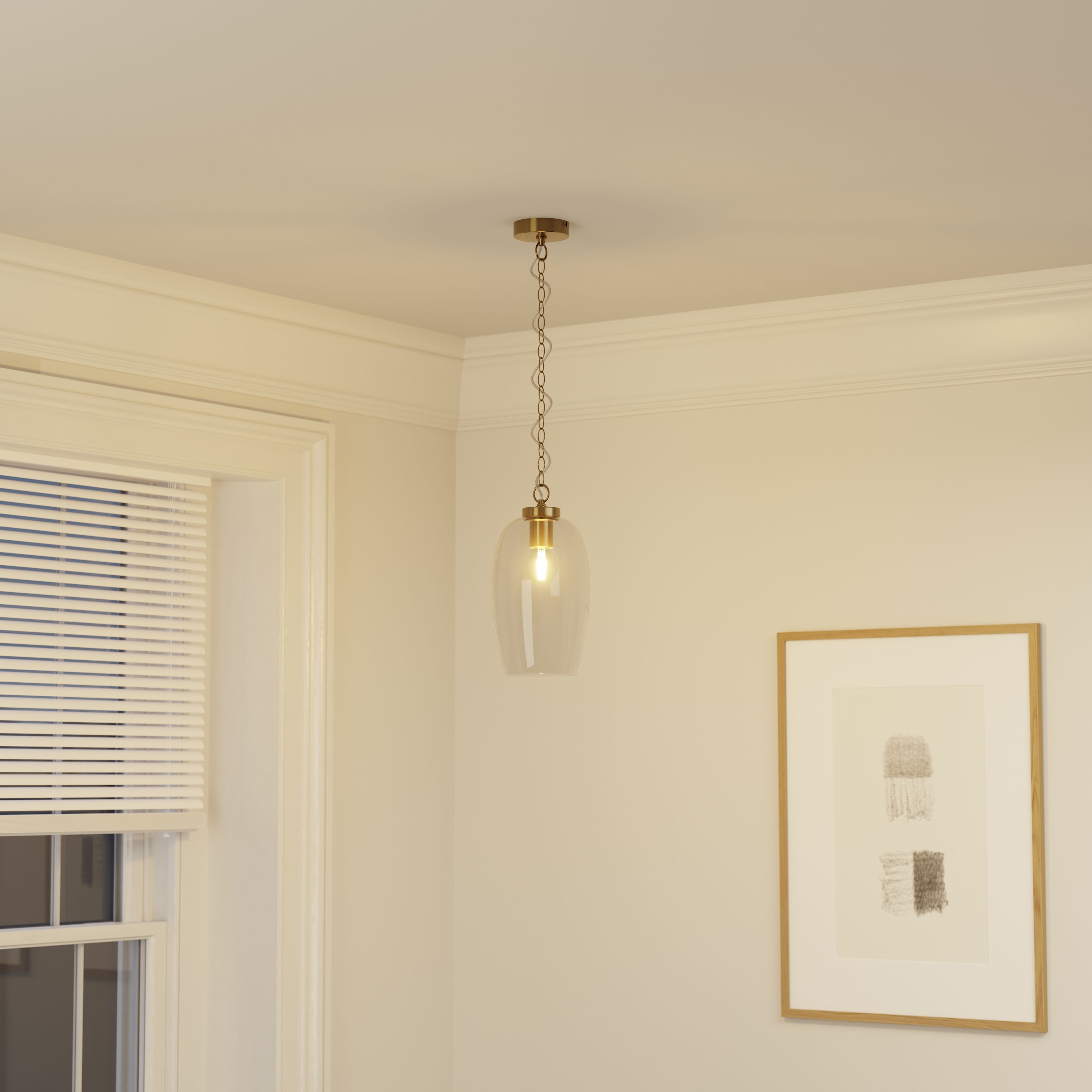GoodHome Rochford Vintage Satin Antique brass effect Pendant ceiling ...