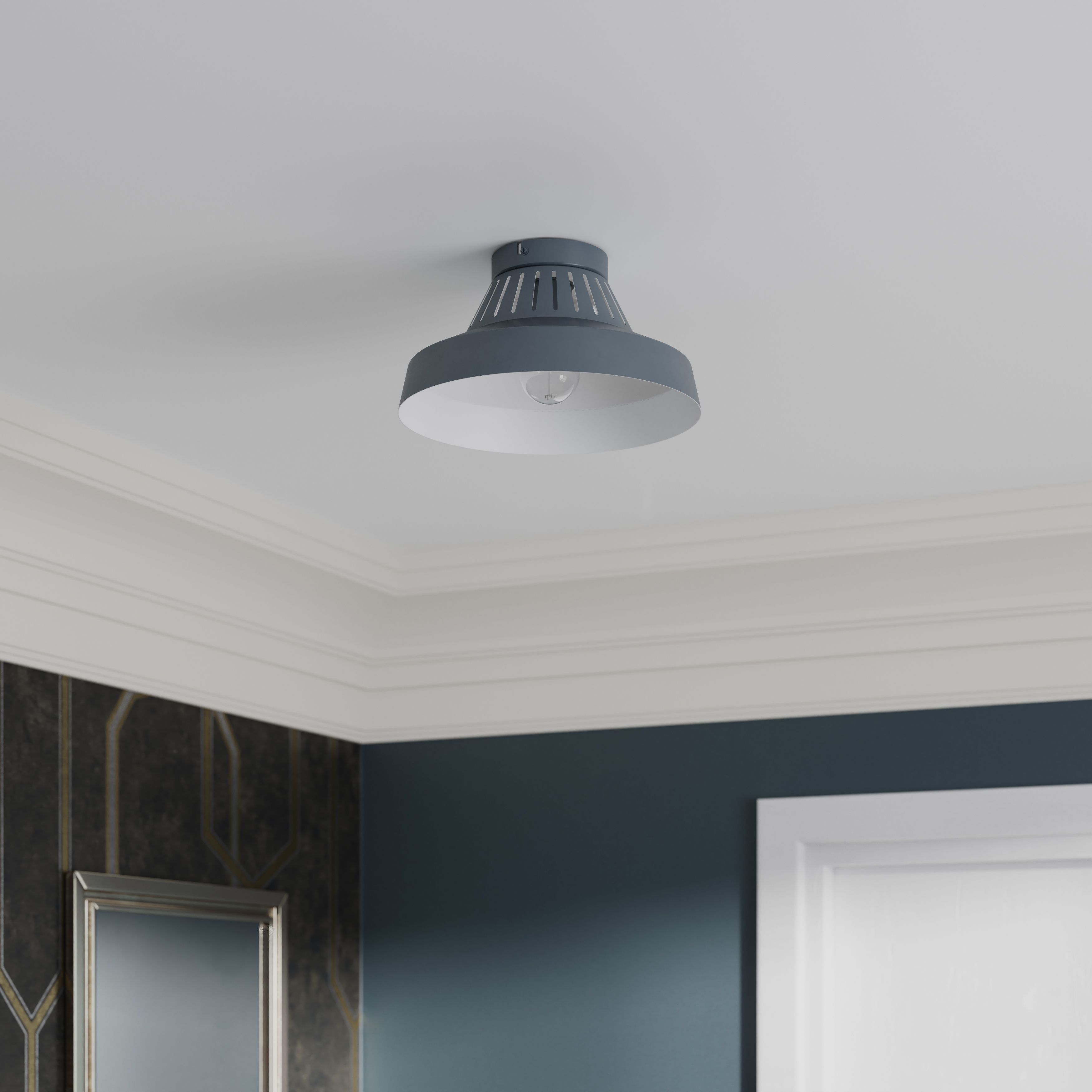 GoodHome Round Matt Metal Grey Ceiling light