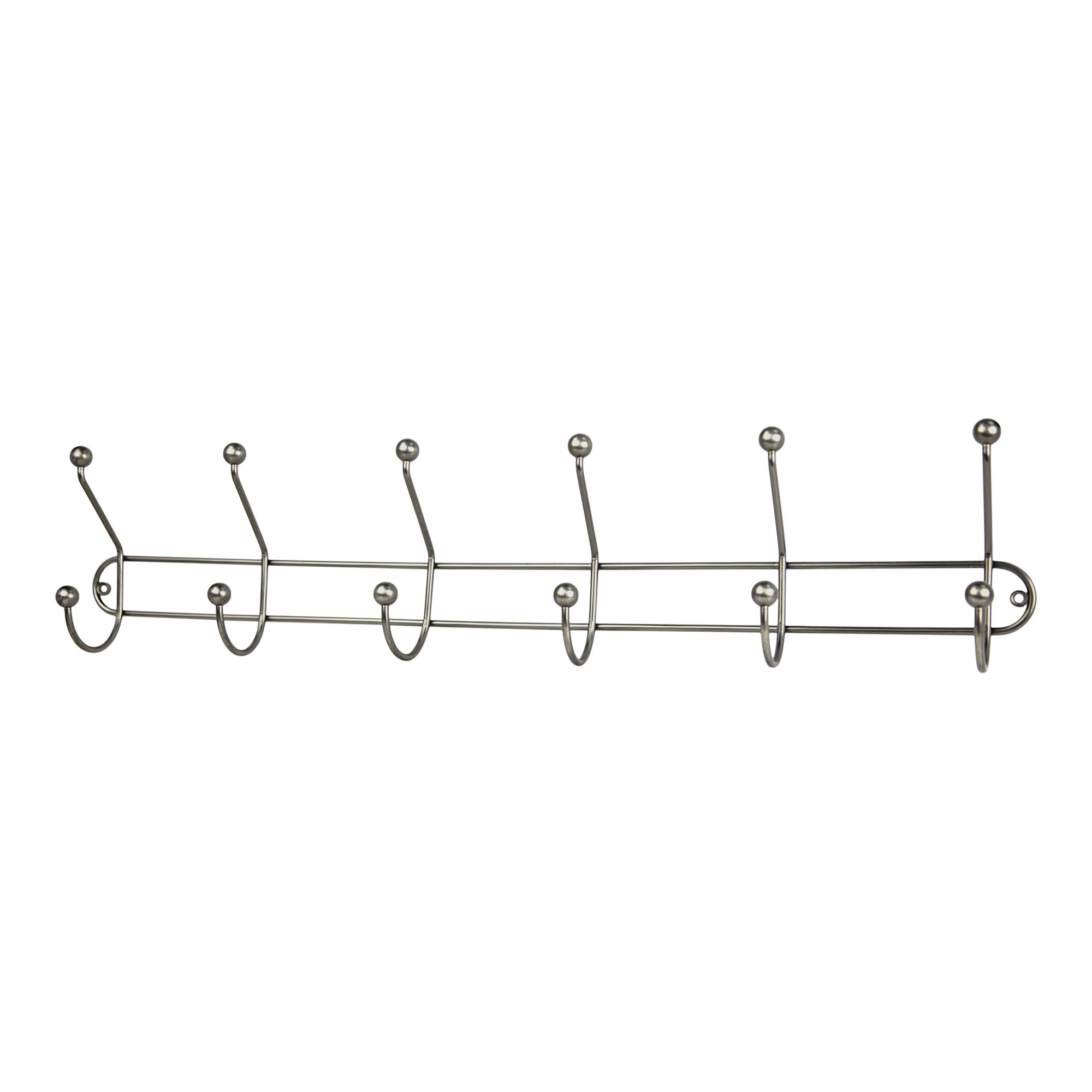 GoodHome Rounded Basic Matt Titanium Steel 6 Hook rail (L)655mm (H)135mm