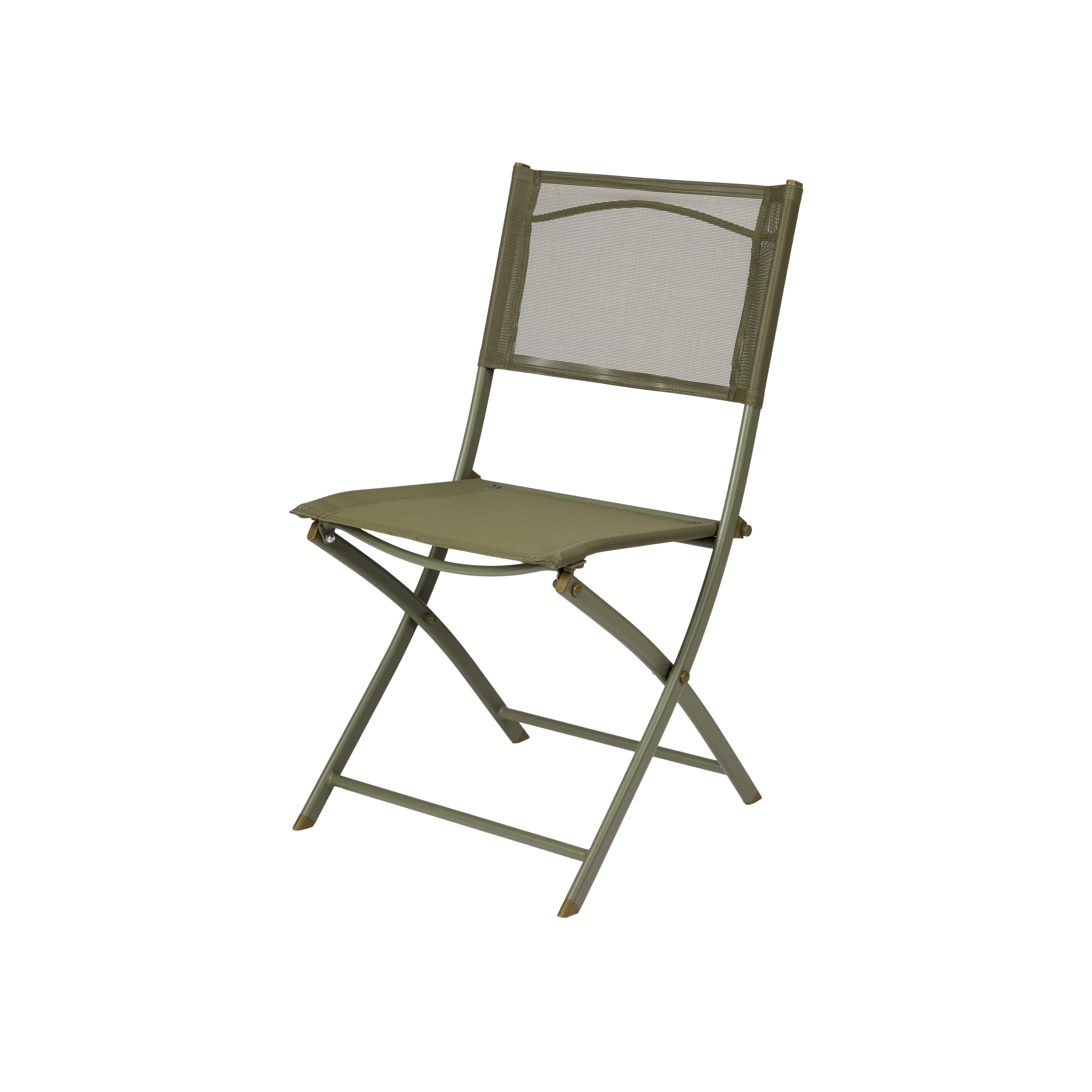 GoodHome Saba Khaki green Metal Foldable Chair