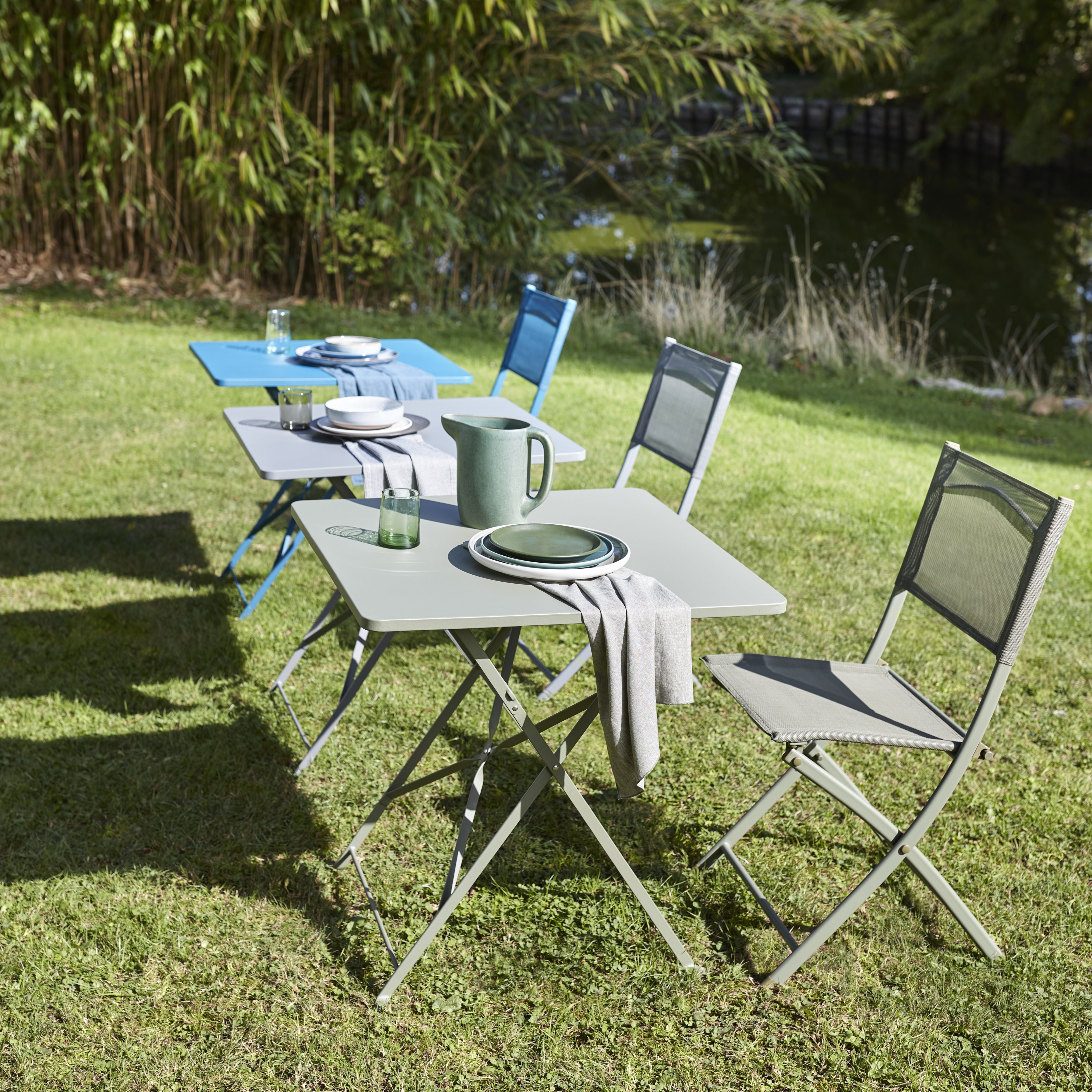 GoodHome Saba Moroccan blue Metal Foldable Chair