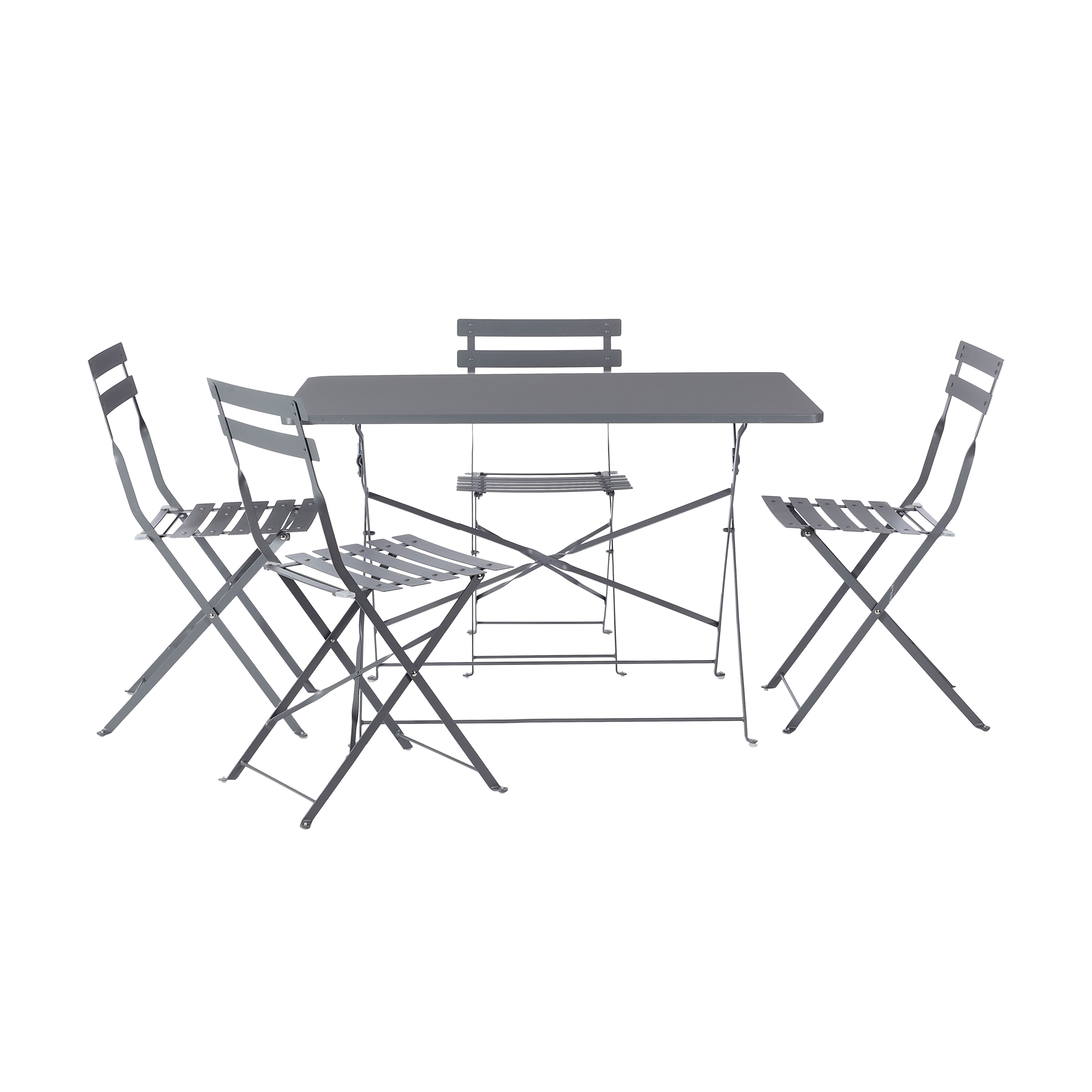 GoodHome Saba Steel grey Metal Foldable 4 seater Rectangular Table