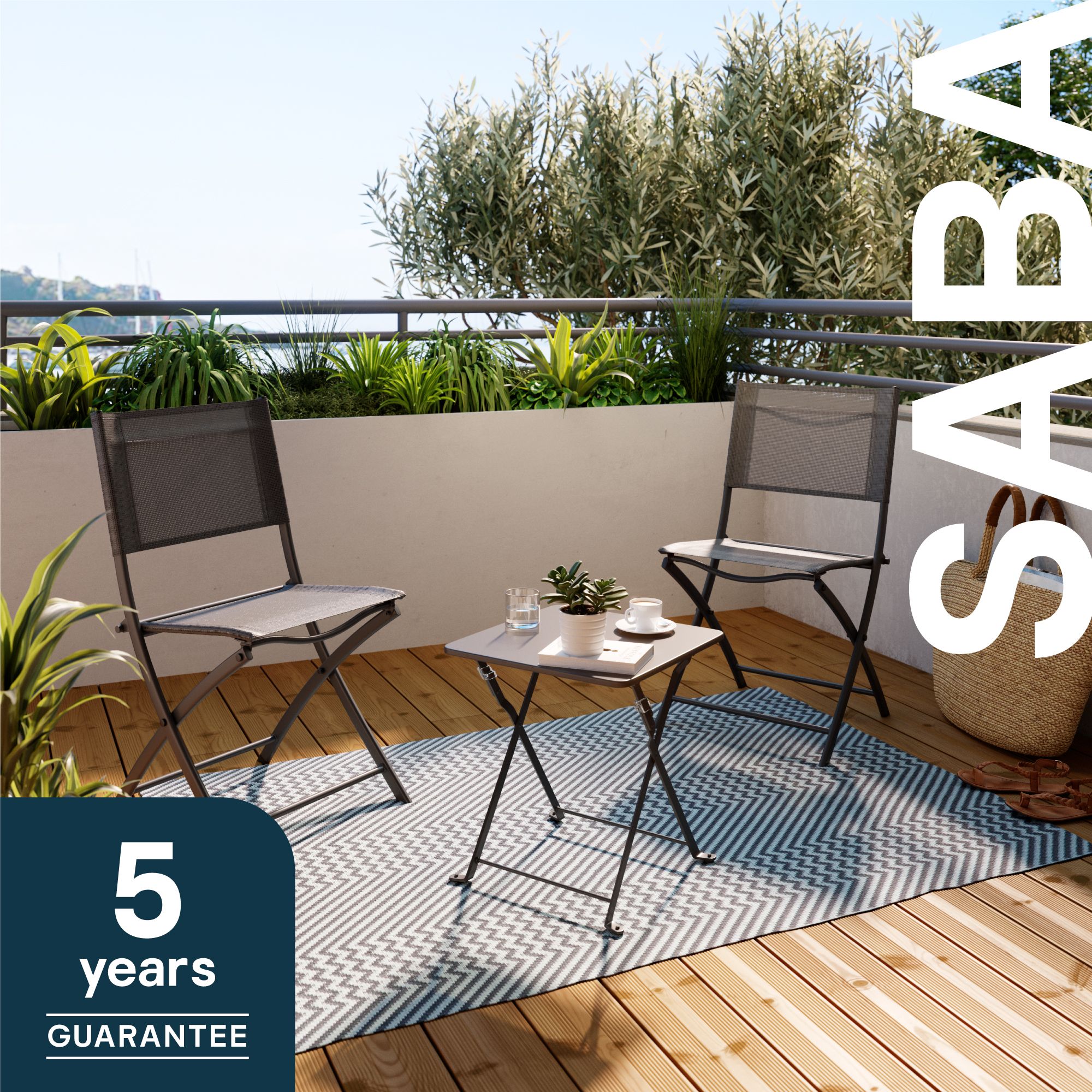 Shop GoodHome Saba Steel grey Metal Foldable Square Side table