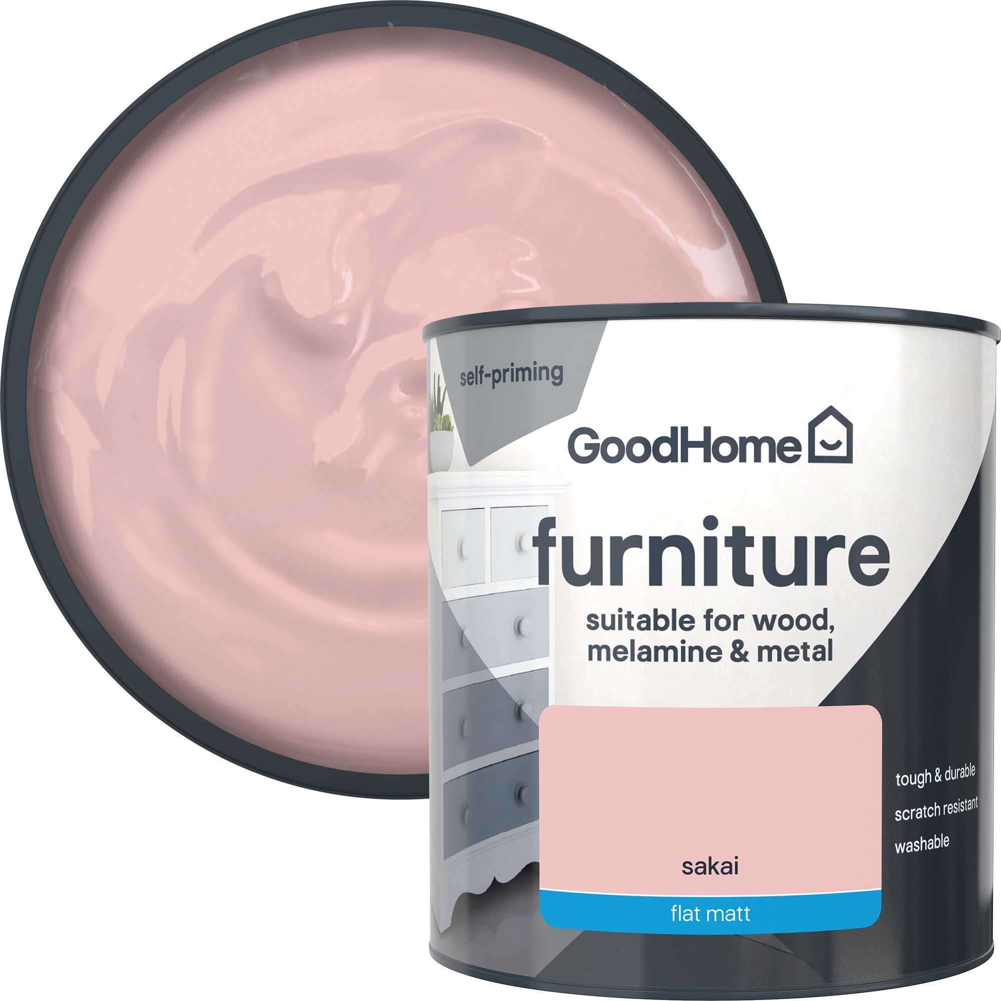 GoodHome Sakai Flat matt Furniture paint, 500ml