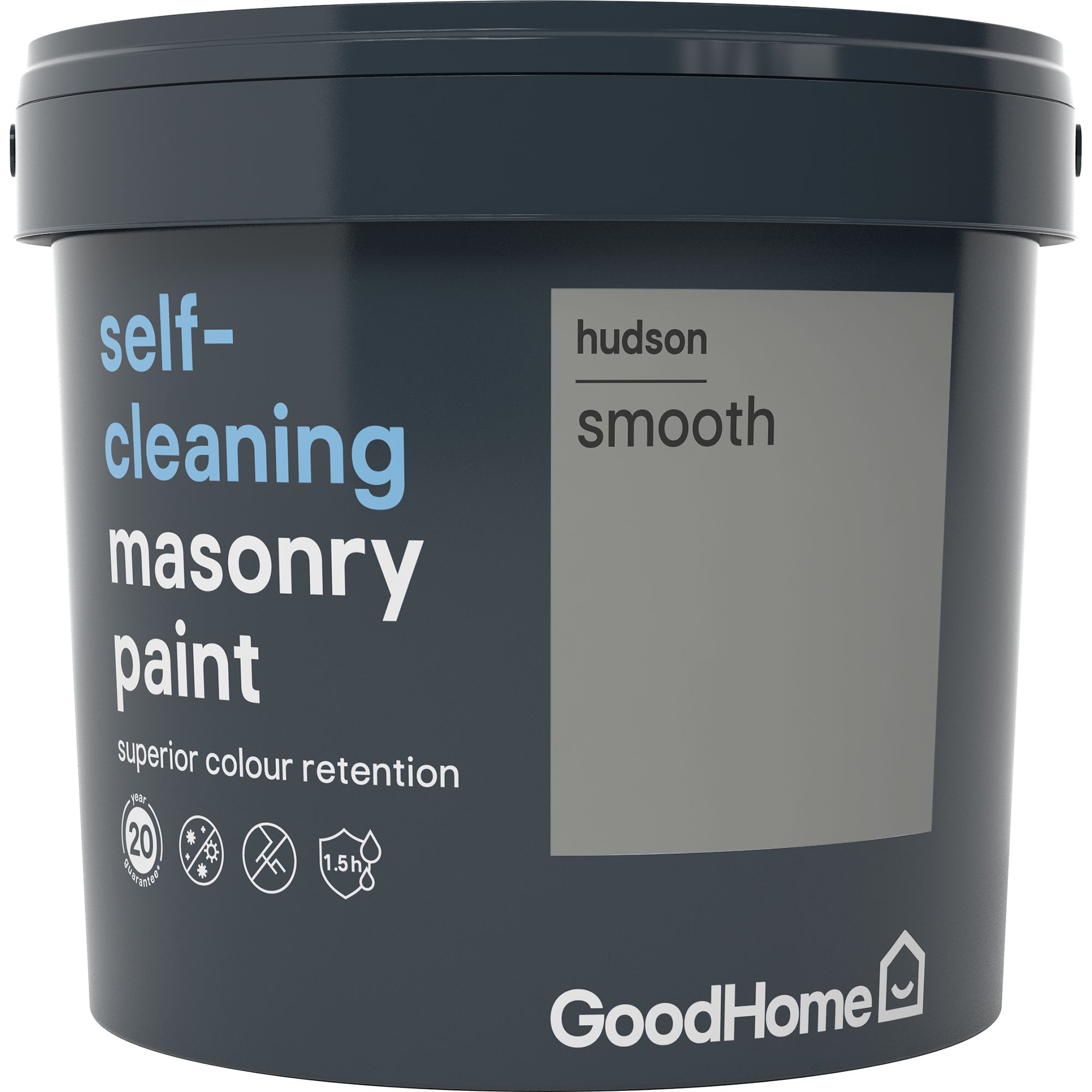 GoodHome Self-cleaning Hudson Smooth Matt Masonry paint, 5L Tub