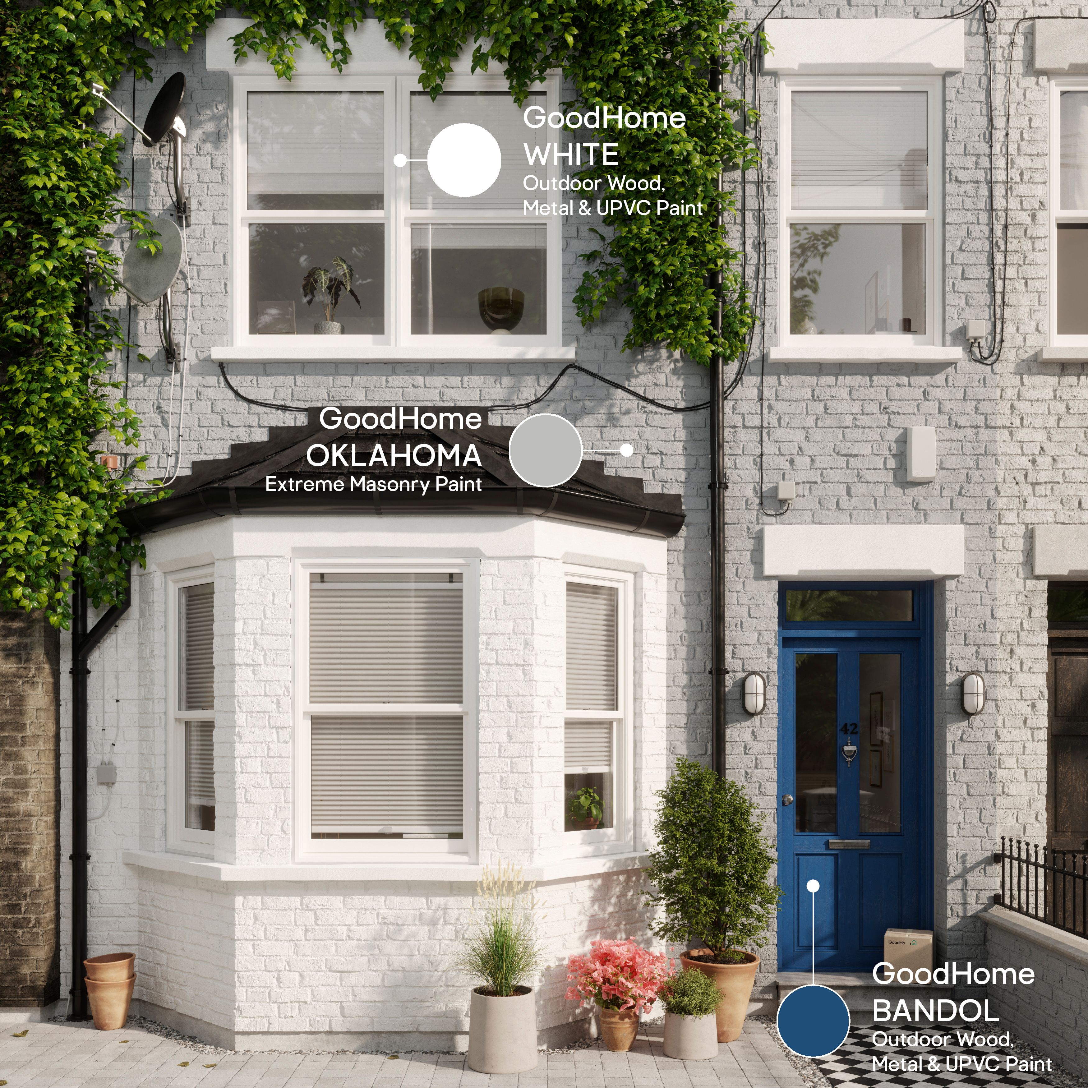 GoodHome Self-cleaning Oklahoma Smooth Matt Masonry paint, 5L Tub