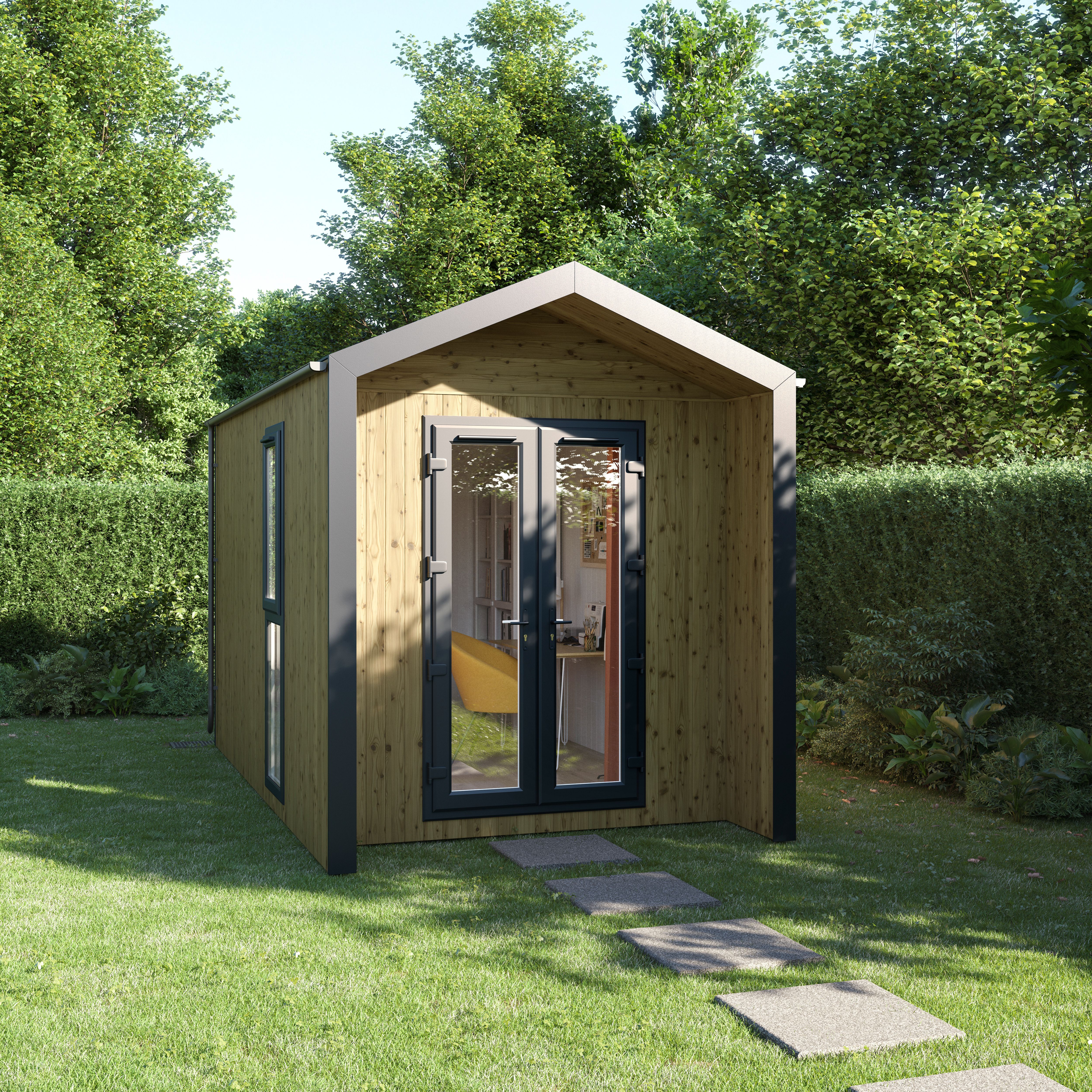 GoodHome Semora 10x14 ft with Double door Pitch Garden room 2.4m x 4.4m ...