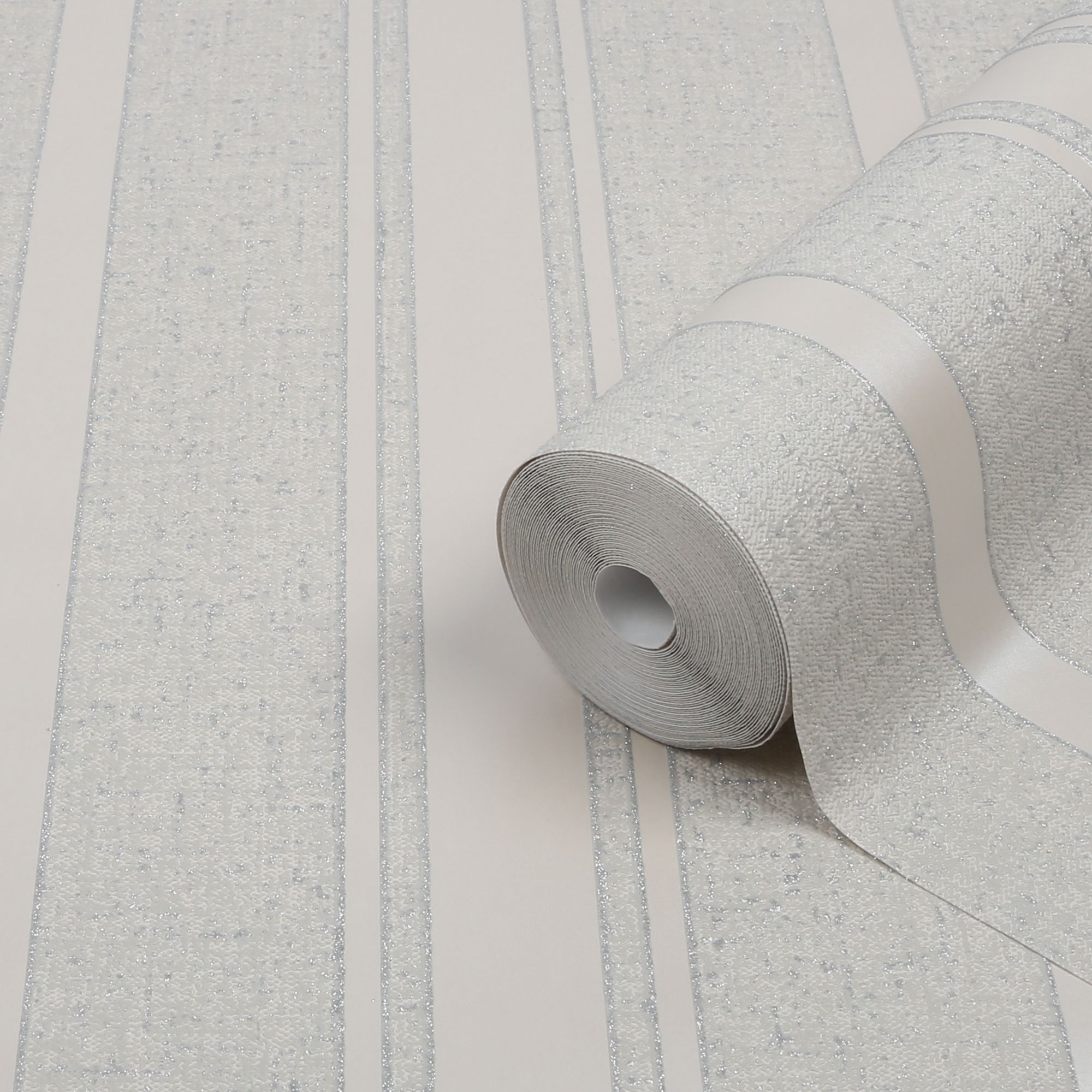 GoodHome Solfia Beige Silver glitter effect Striped Textured Wallpaper