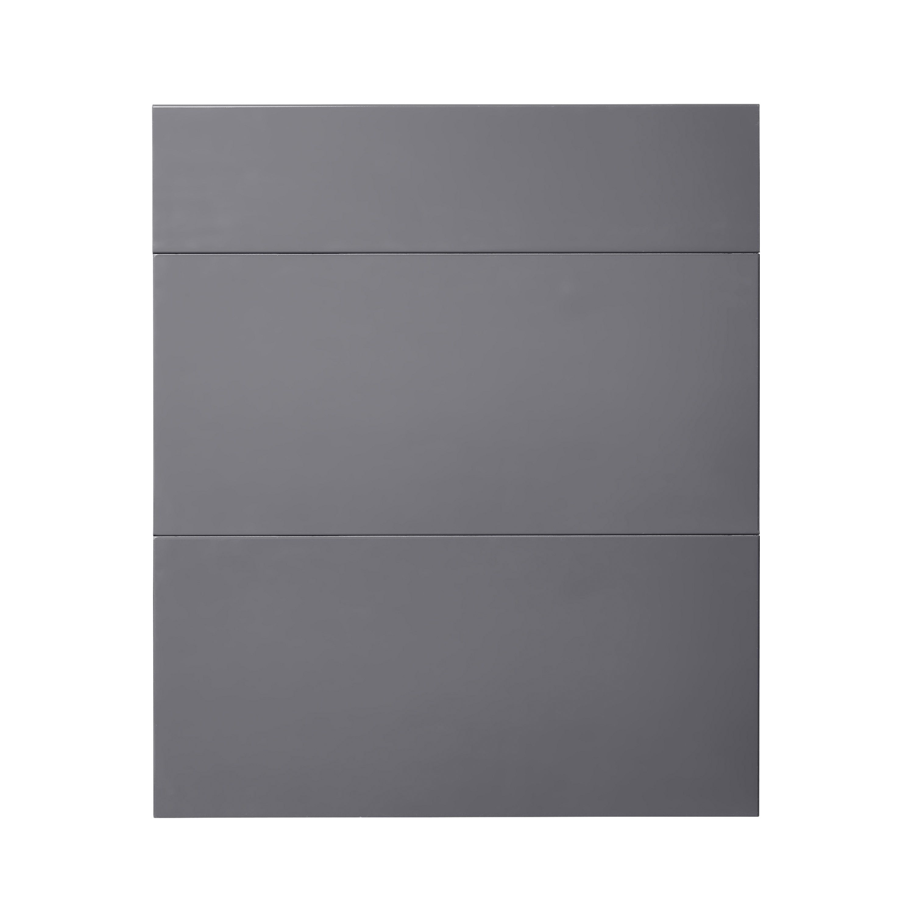 GoodHome Stevia Gloss anthracite Drawer front, Pack of 1 (H)715mm (W ...