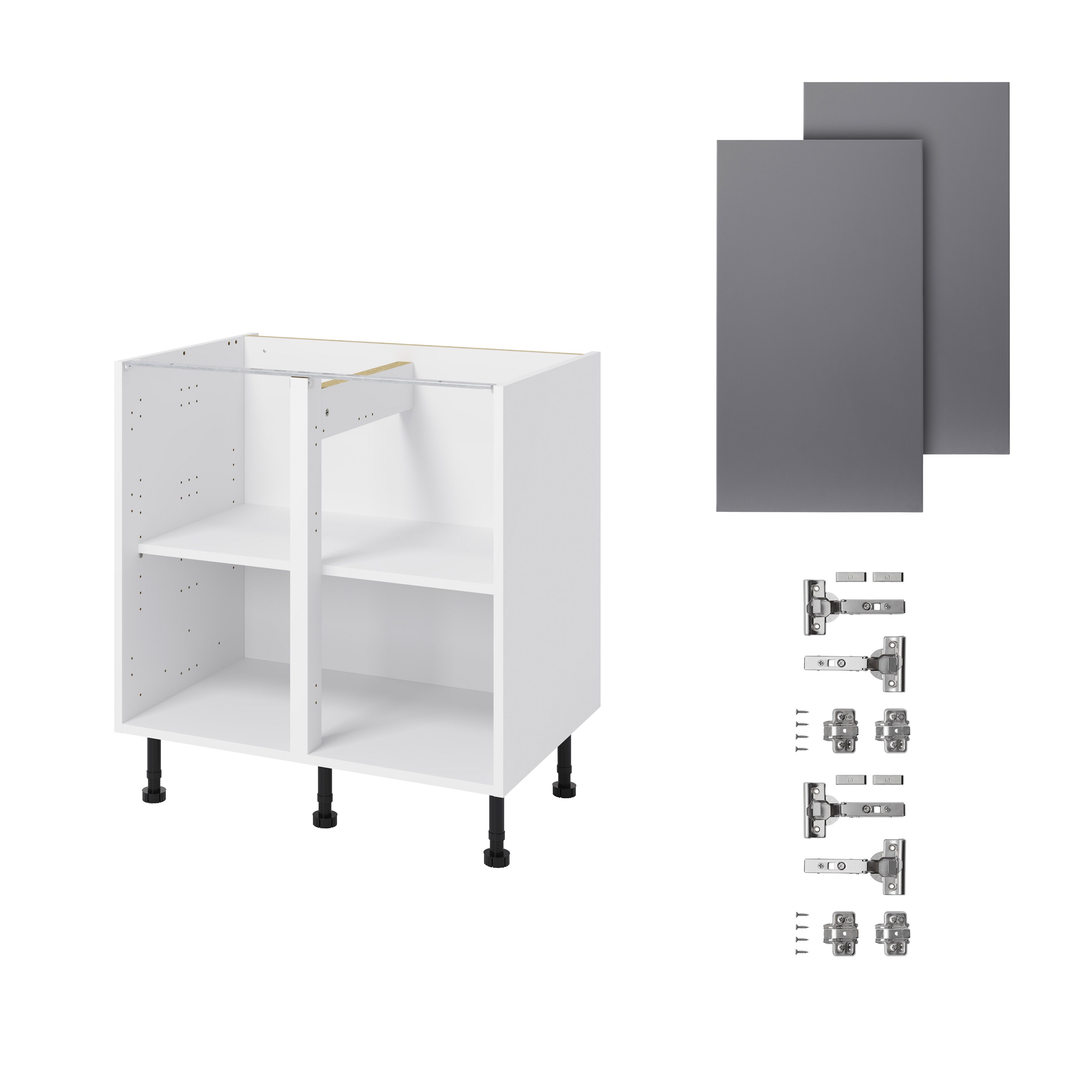 GoodHome Stevia Gloss anthracite slab Base Kitchen cabinet (W)800mm (H ...