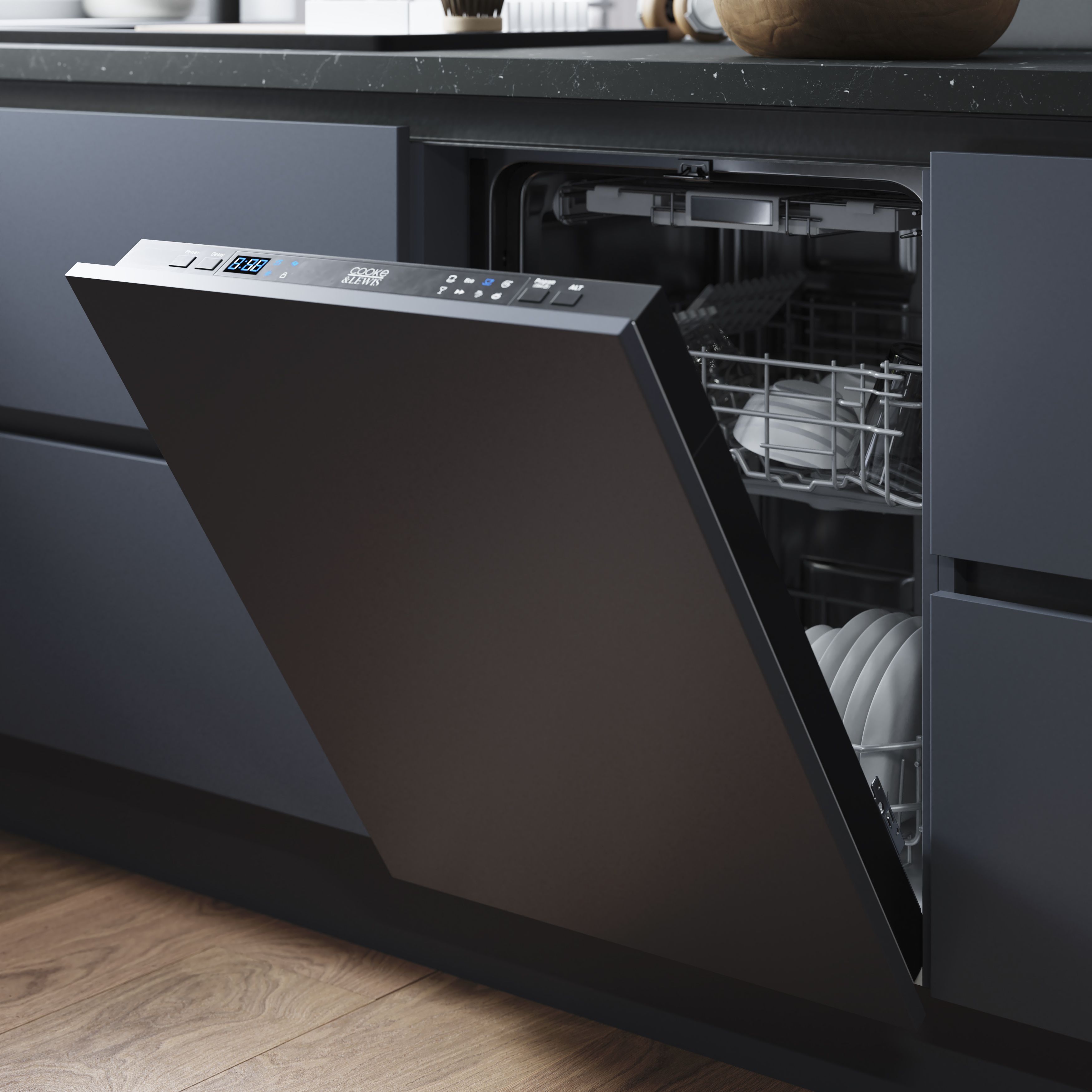 GoodHome Stevia Matt blue Slab Highline Cabinet door (W)600mm (H)715mm ...