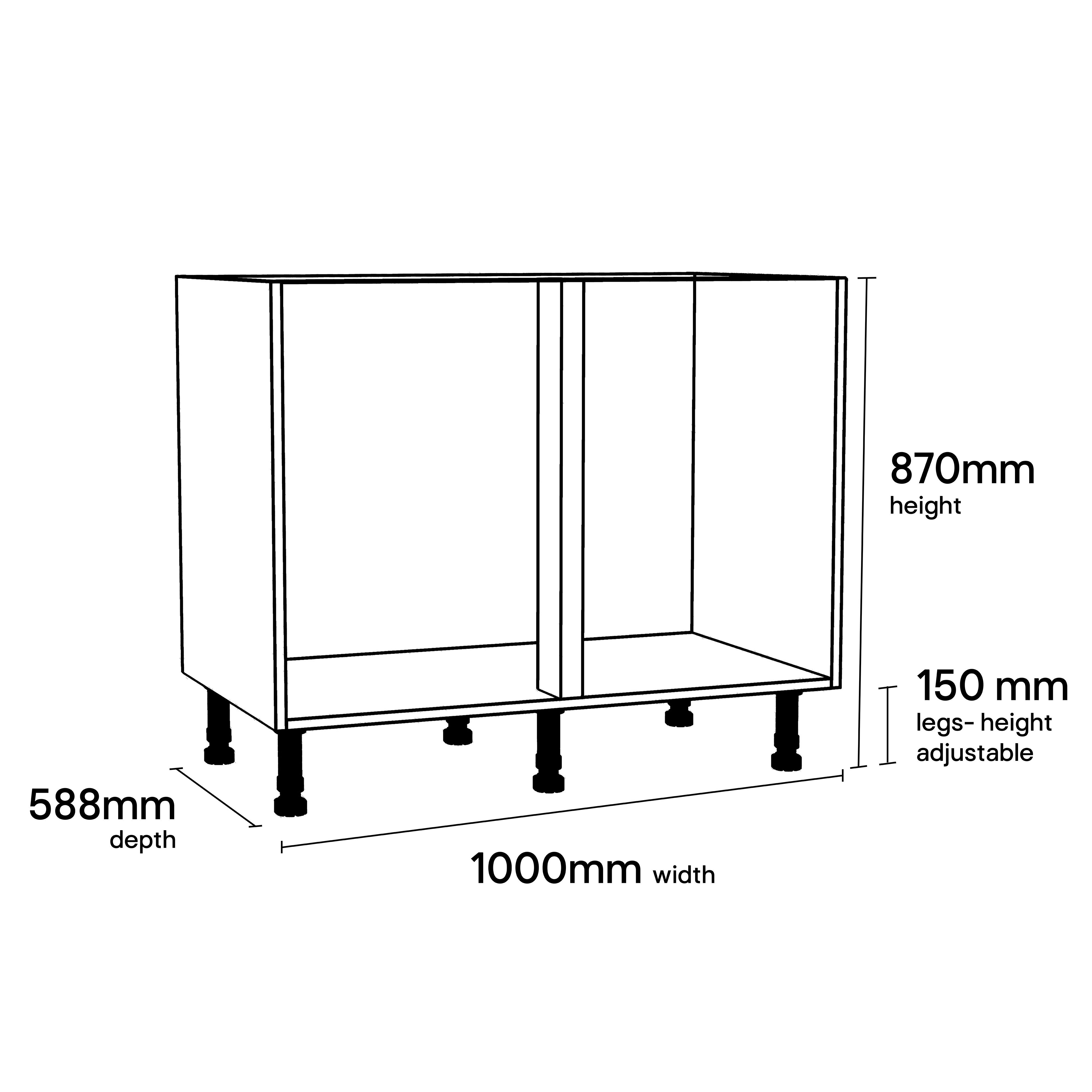 GoodHome Stevia Matt white Base Kitchen cabinet (W) 1000mm (H)870mm