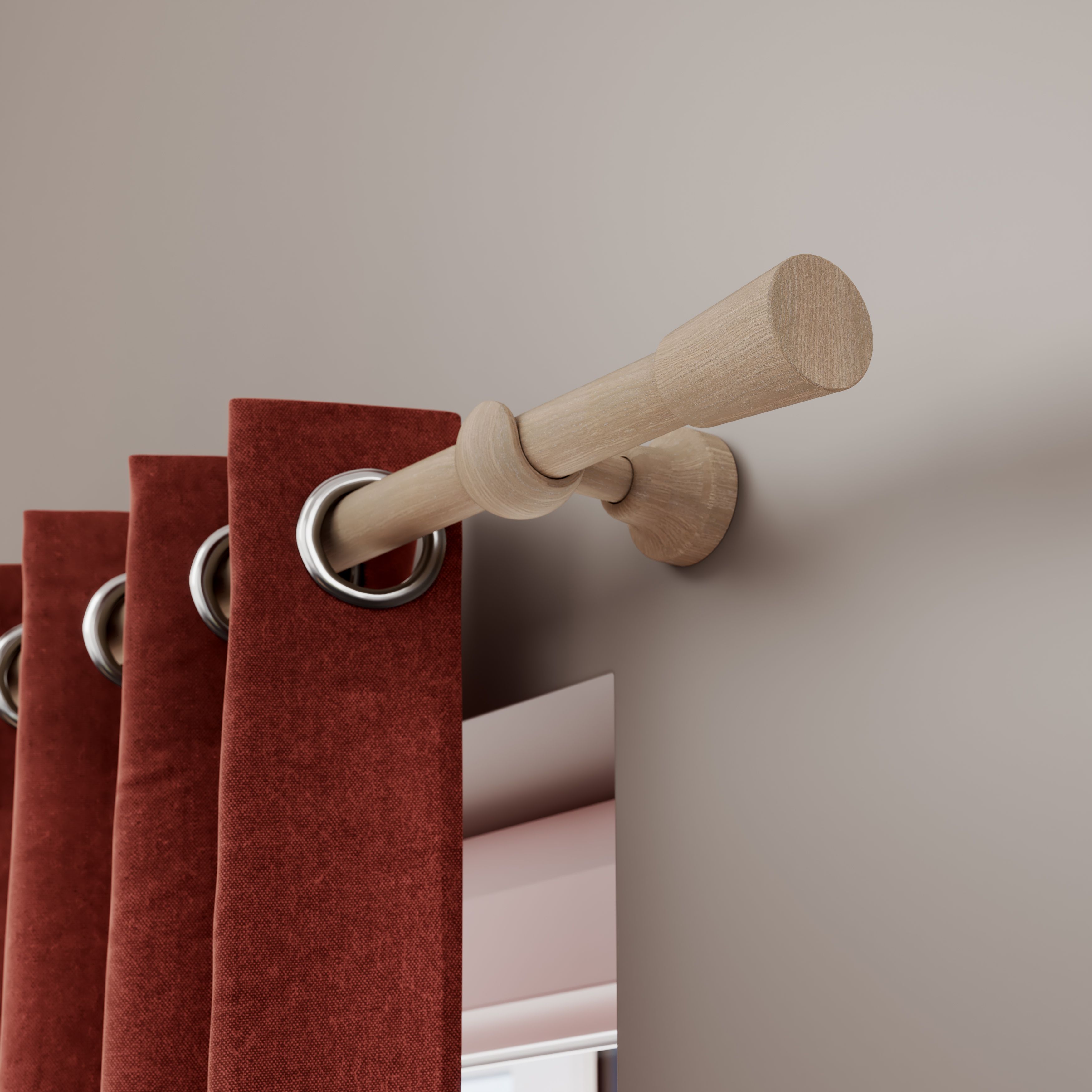 GoodHome Symi Natural Oak effect Ash Curtain pole finial (Dia)28mm