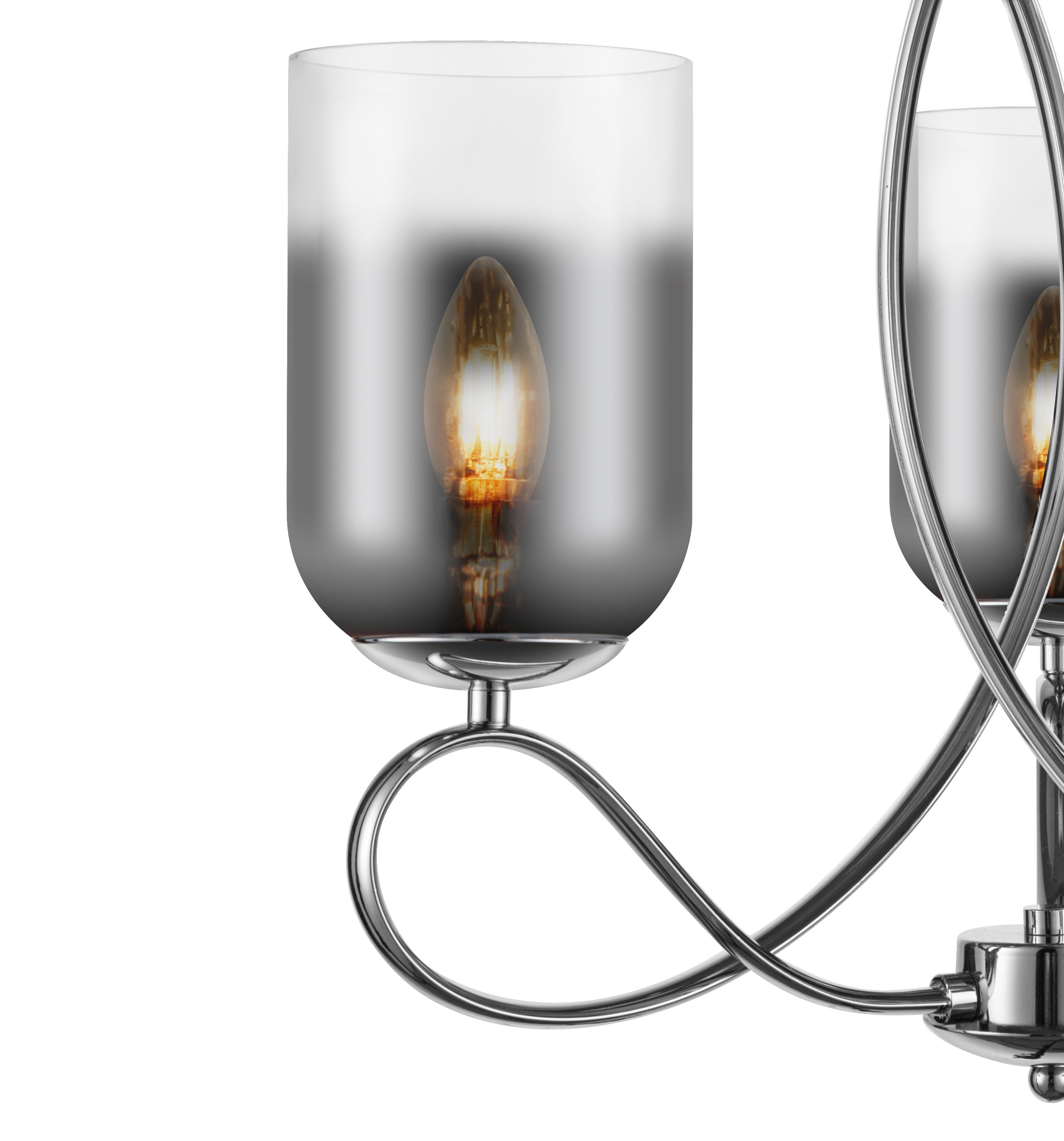 GoodHome Tadley Round Glass & metal Chrome & smoked glass effect 3 Lamp ...