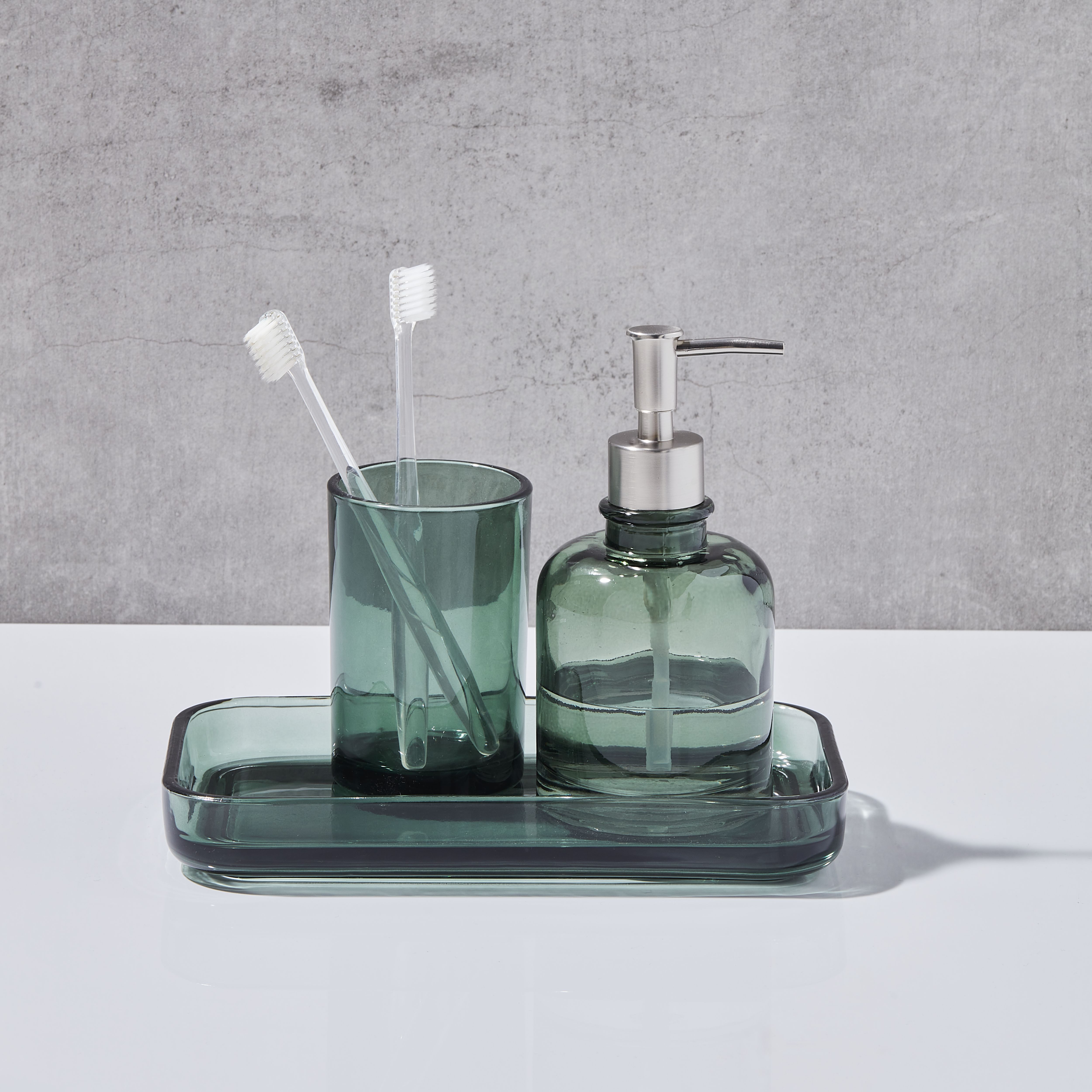 GoodHome Tanera Green Glass Soap dish