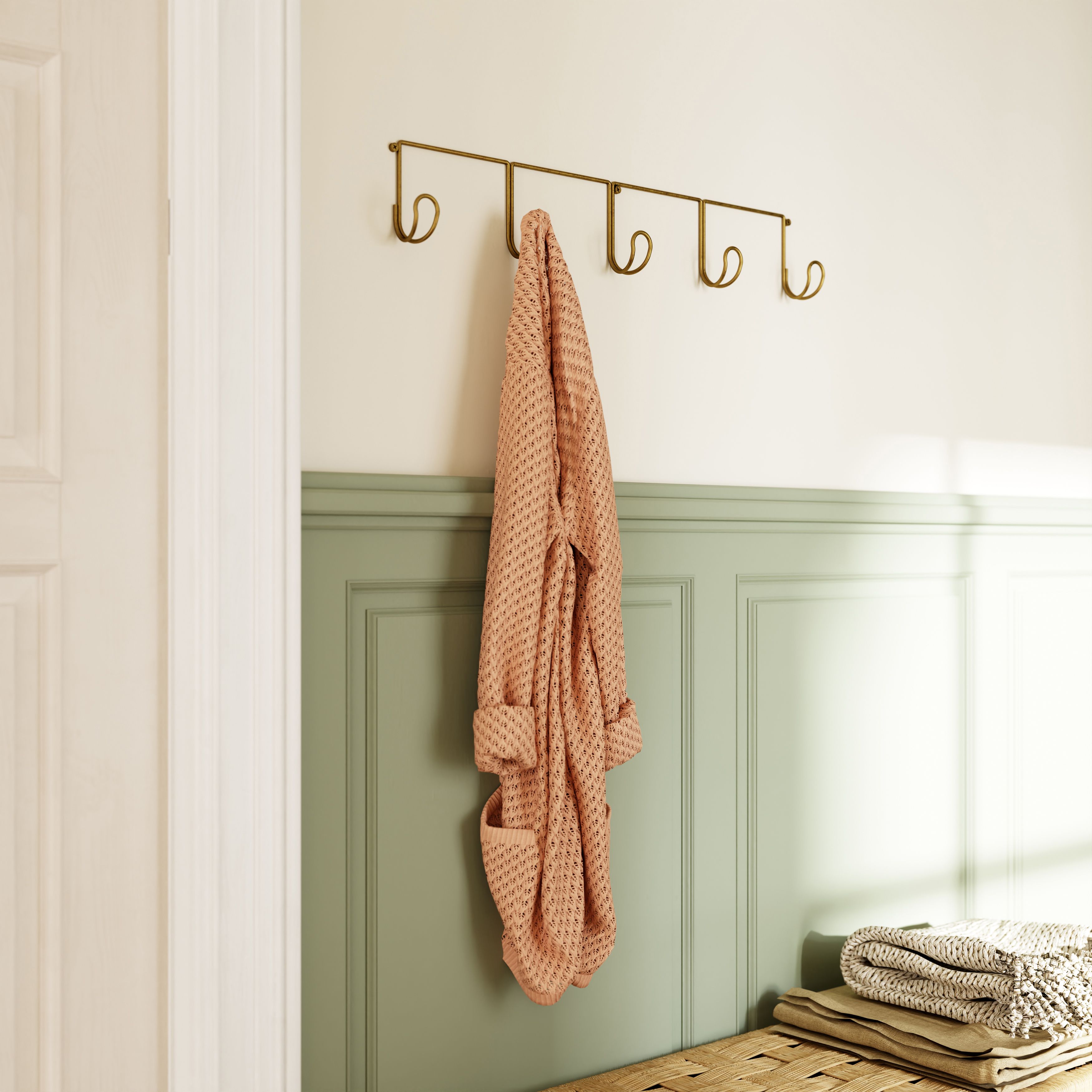 GoodHome Tapered Twist Gloss Bronze effect Steel 5 Hook rail (L)685mm ...