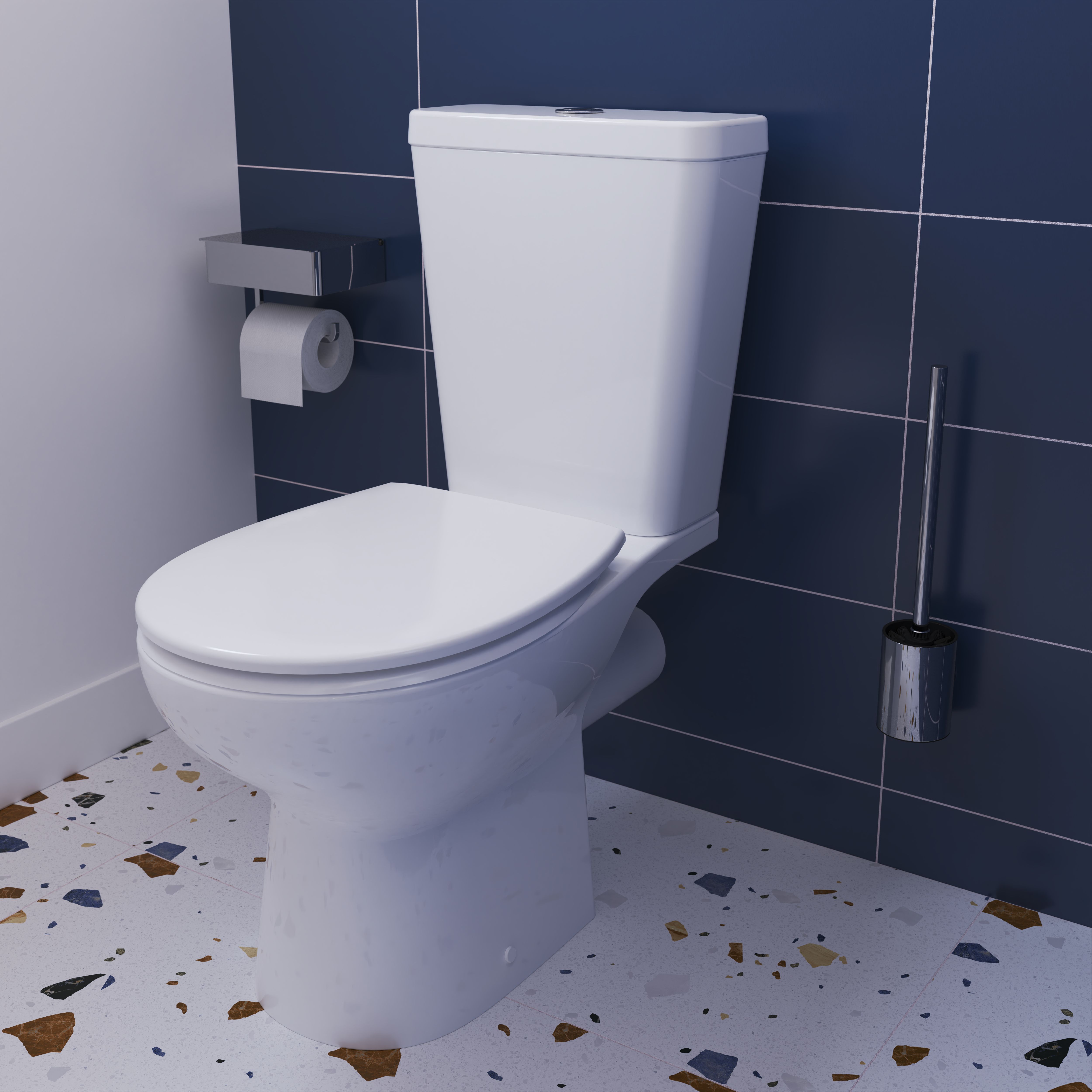 GoodHome Tasi White Round Toilet set with Soft close seat & Close ...