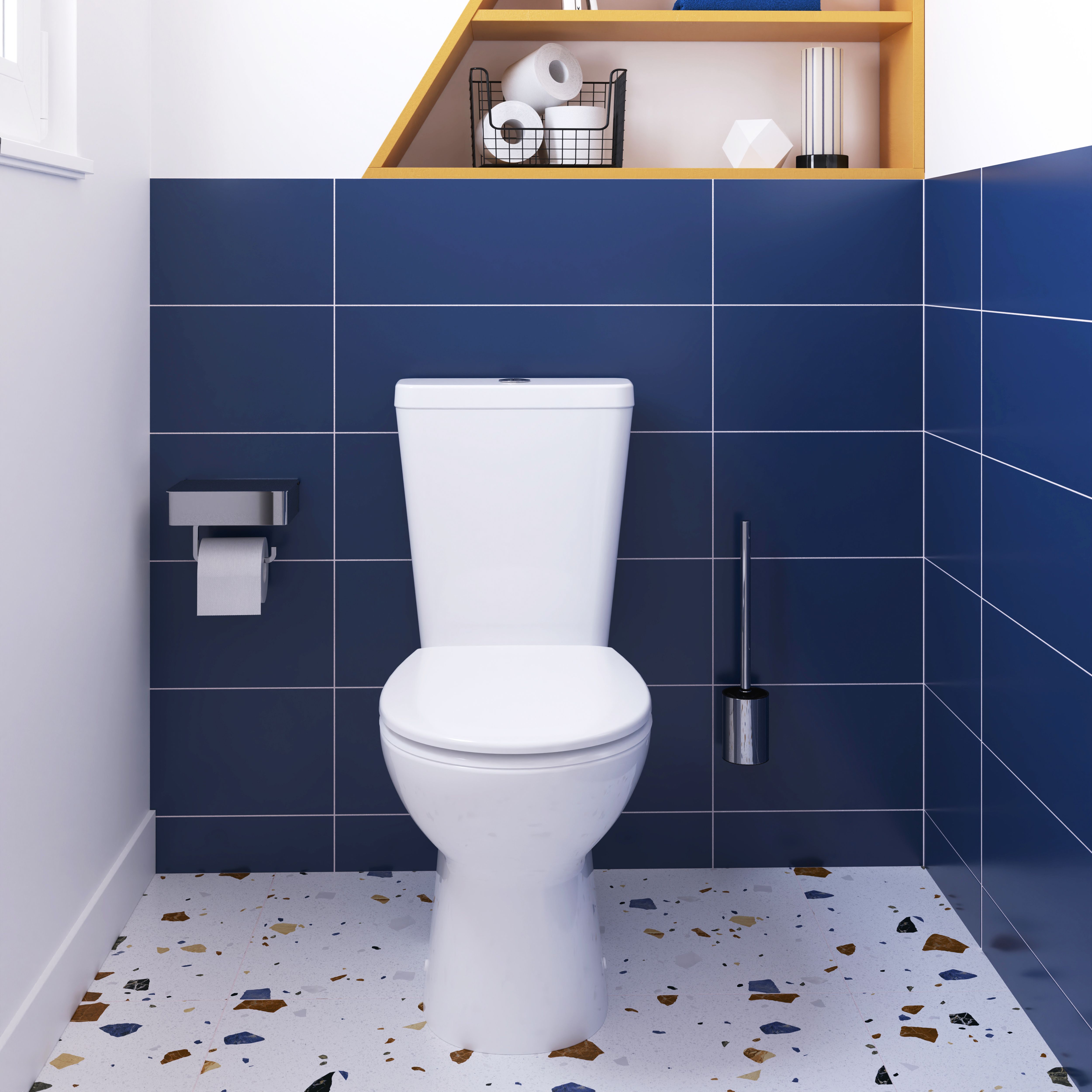 GoodHome Tasi White Round Toilet set with Soft close seat & Close ...
