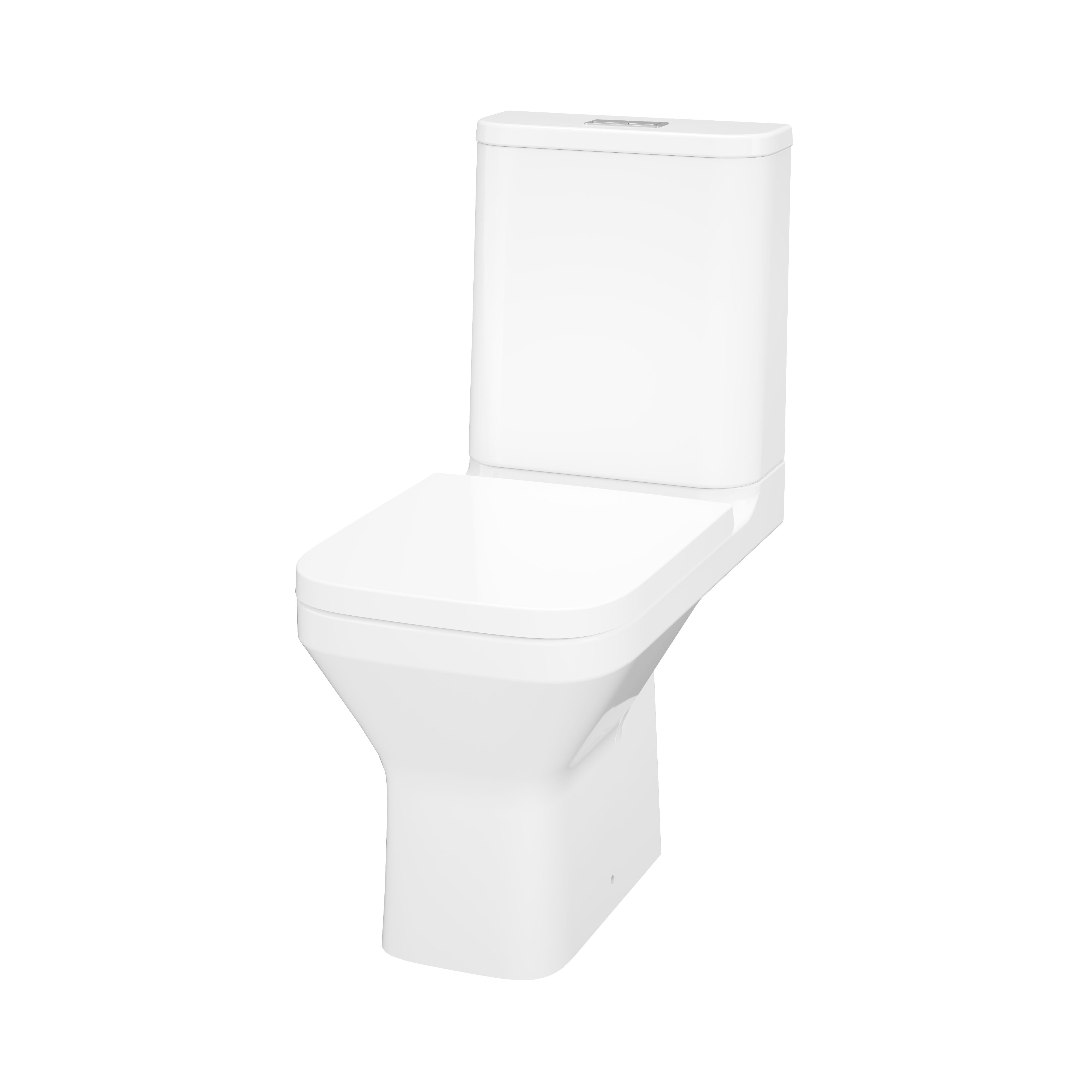 GoodHome Teesta White Open back close-coupled Square Toilet set with ...