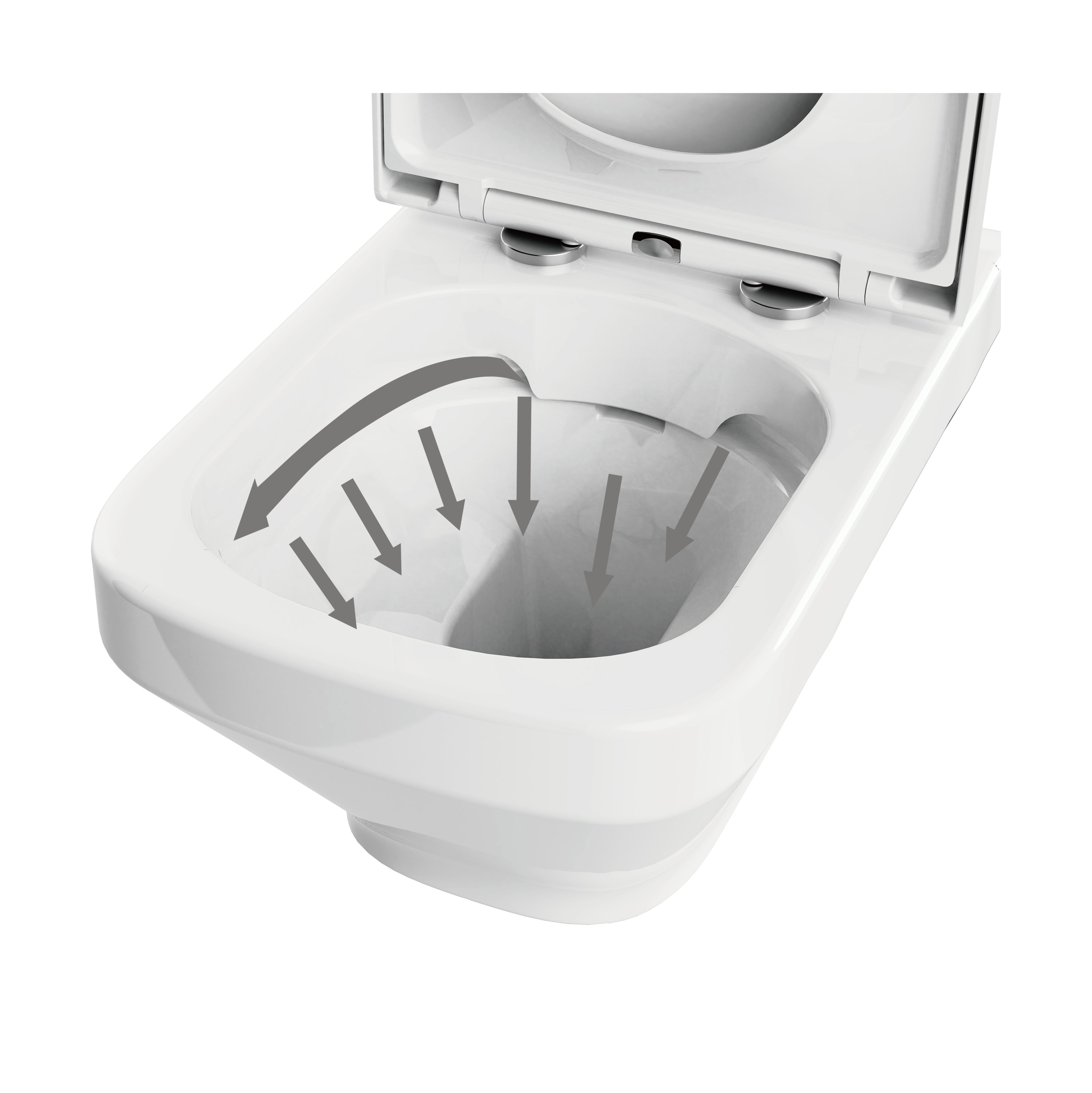 GoodHome Teesta White Rimless Wall hung Square Toilet pan with Soft ...