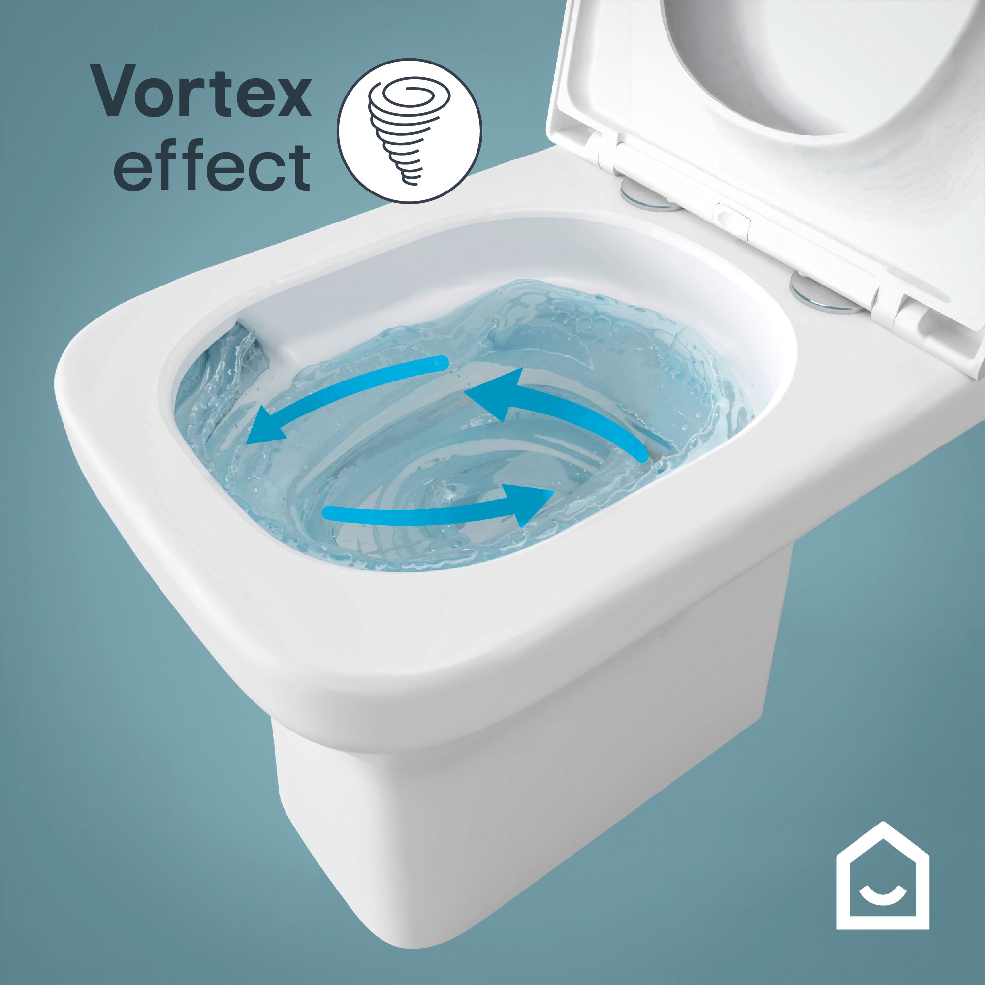 GoodHome Teesta White Vortex rimless Wall hung Square Toilet pan with ...