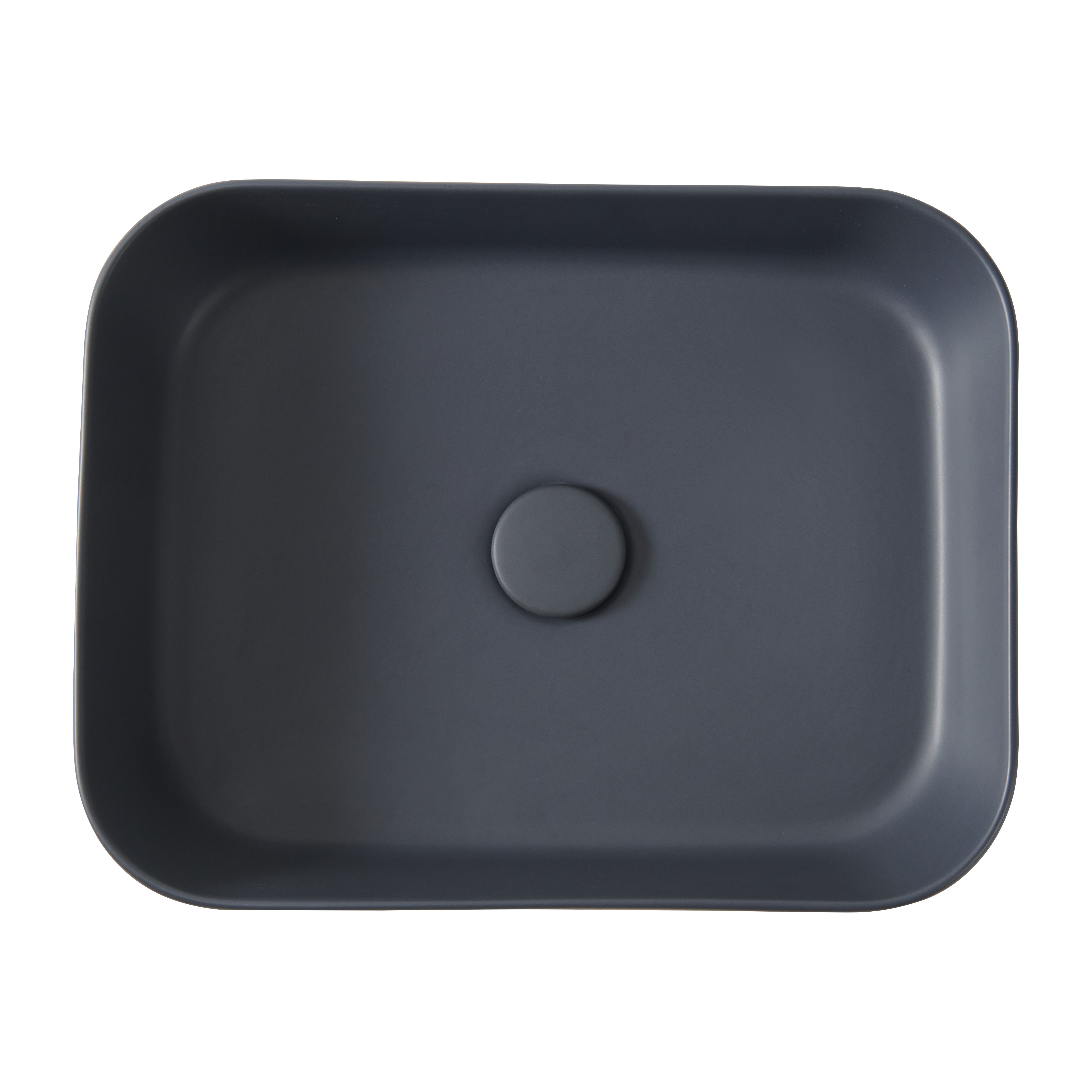 GoodHome Tekapo Matt Dark grey Rectangular Counter top Basin (W)45cm