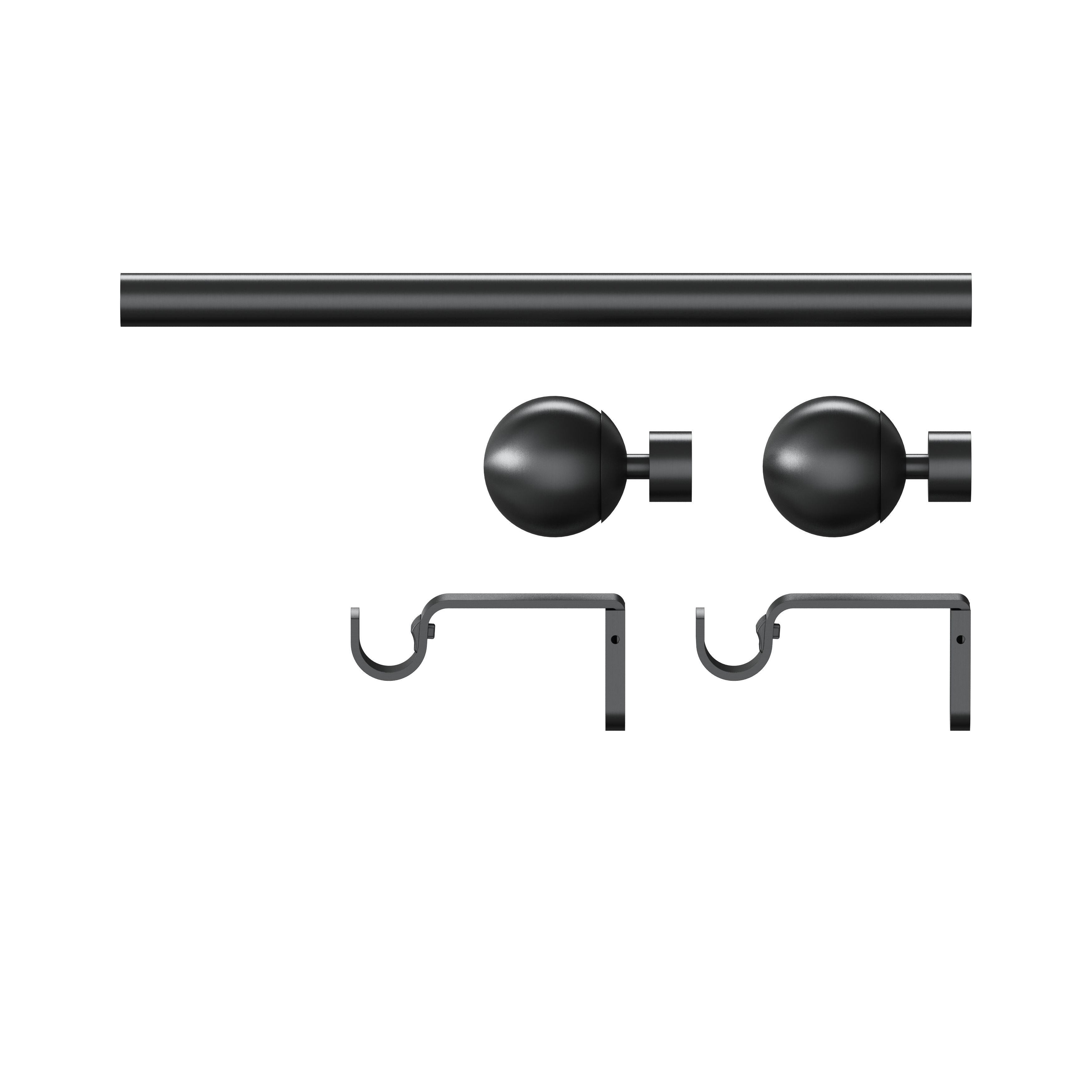 GoodHome Tinos Satin Grey Titanium effect Extendable Ball Single ...
