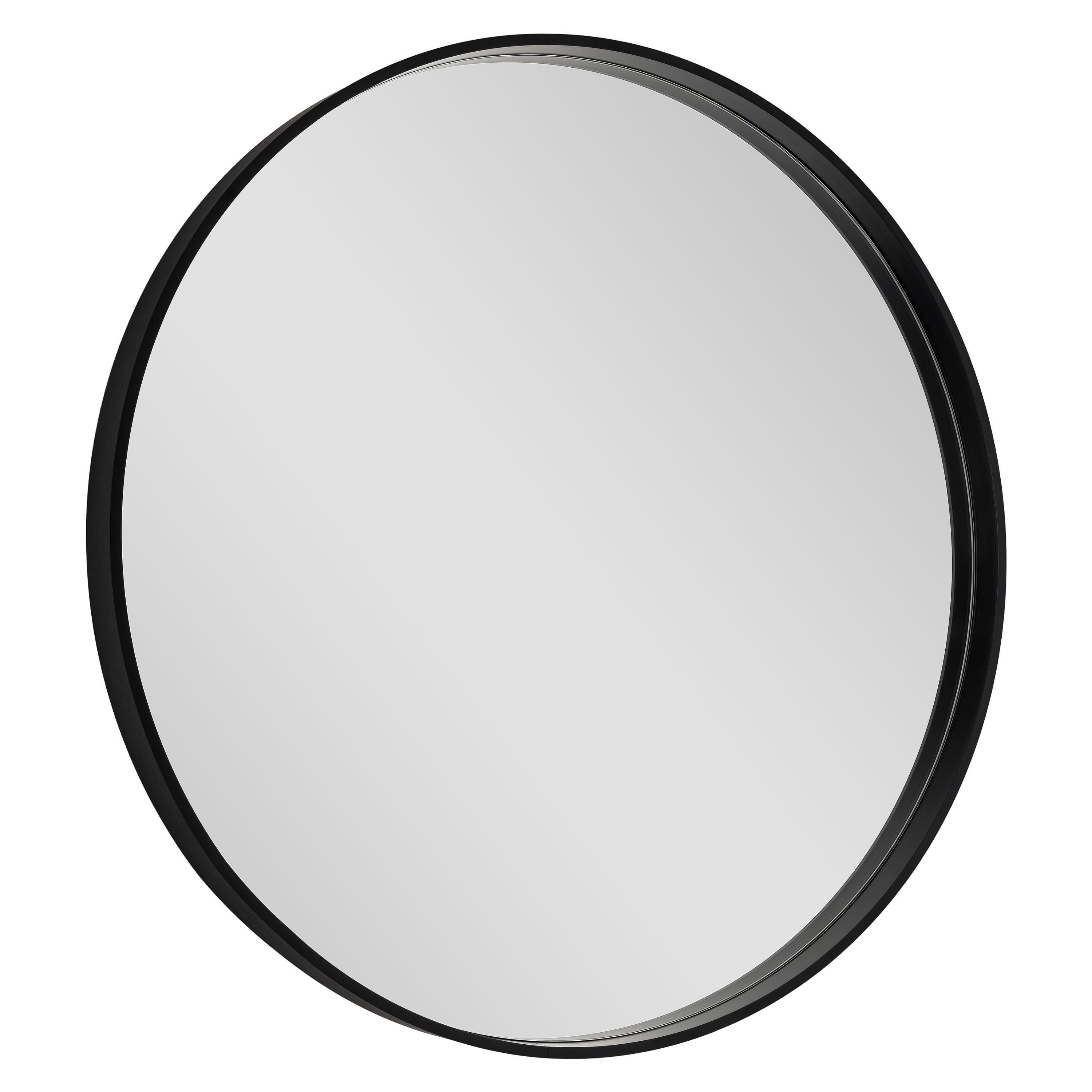 GoodHome Tisa Black Round Wall-mounted Bathroom Mirror (H)60cm (W)60cm ...