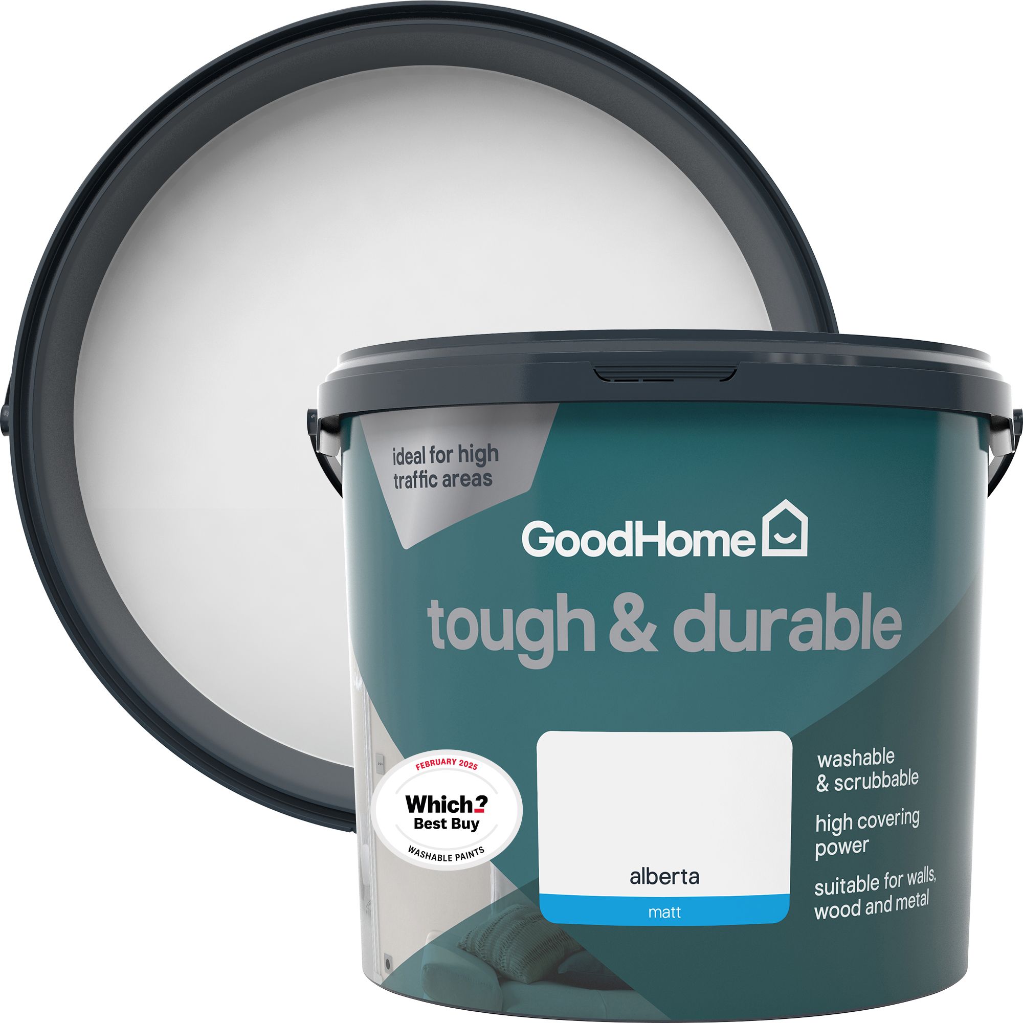 GOODHOME TOUGH & DURABLE ALBERTA MATT WALL & CEILING EMULSION PAINT, 5L