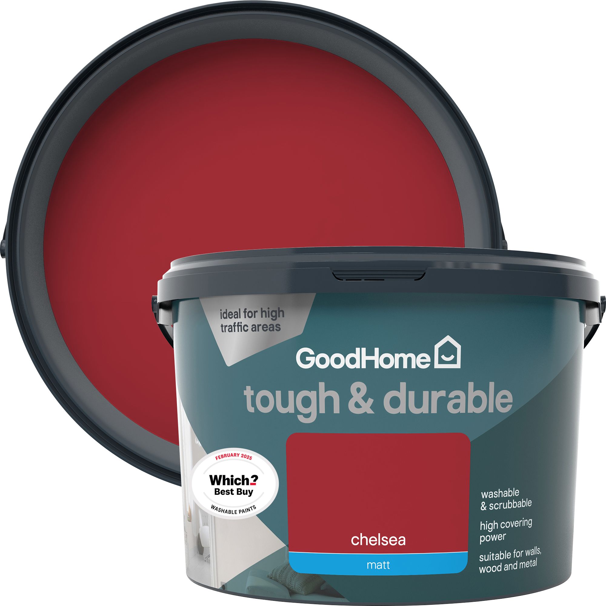 GoodHome Tough & Durable Chelsea Matt Wall & ceiling Emulsion paint, 2.5L