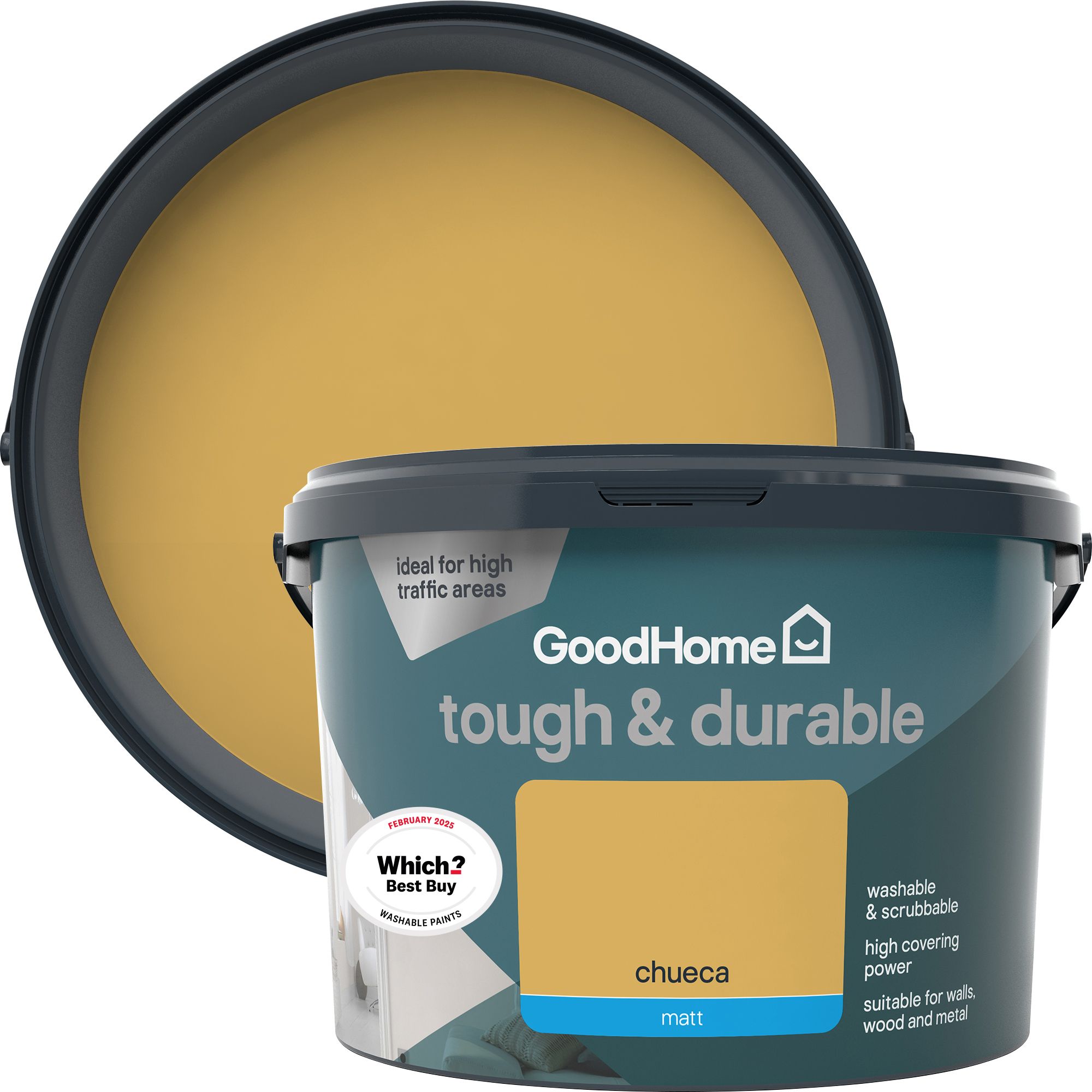 GoodHome Tough & Durable Chueca Matt Wall & ceiling Emulsion paint, 2.5L