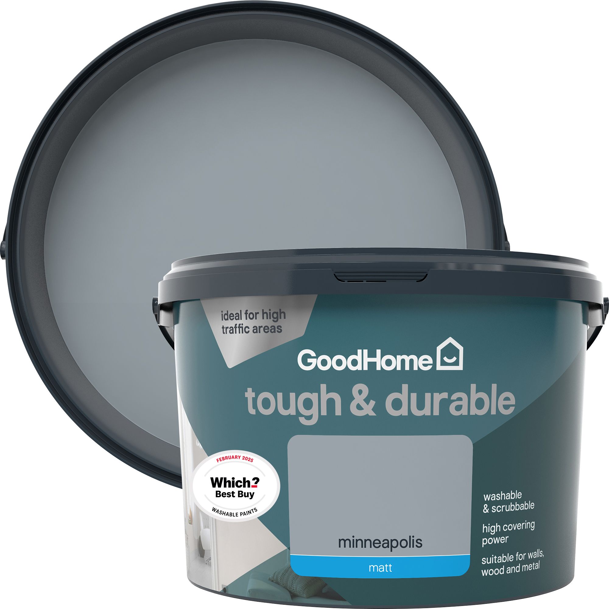 GoodHome Tough & Durable Minneapolis Matt Wall & ceiling Emulsion paint ...
