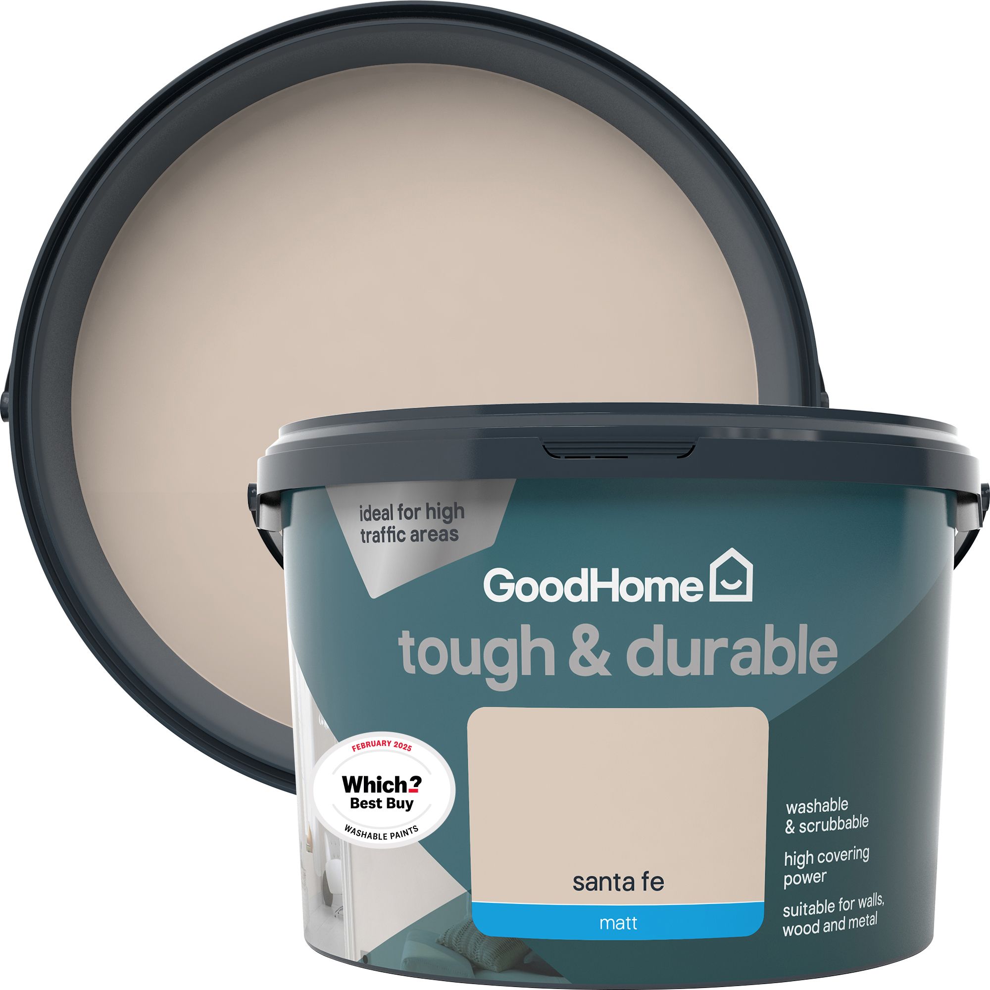 GoodHome Tough & Durable Santa fe Matt Wall & ceiling Emulsion paint, 2.5L