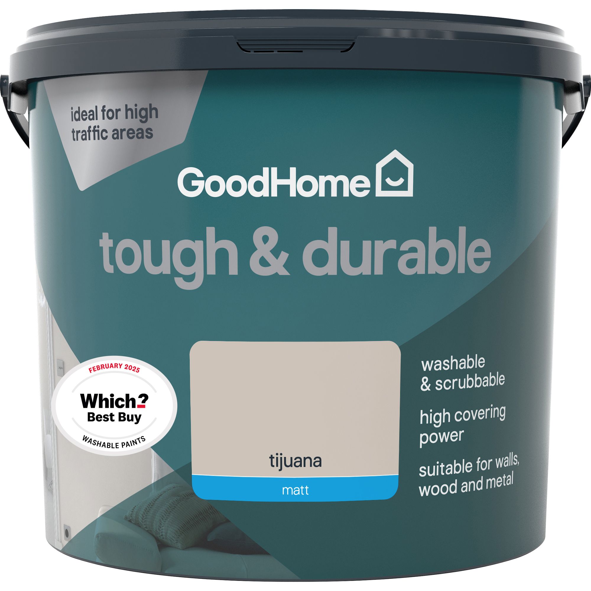 GoodHome Tough & Durable Tijuana Matt Wall & ceiling Emulsion paint, 5L