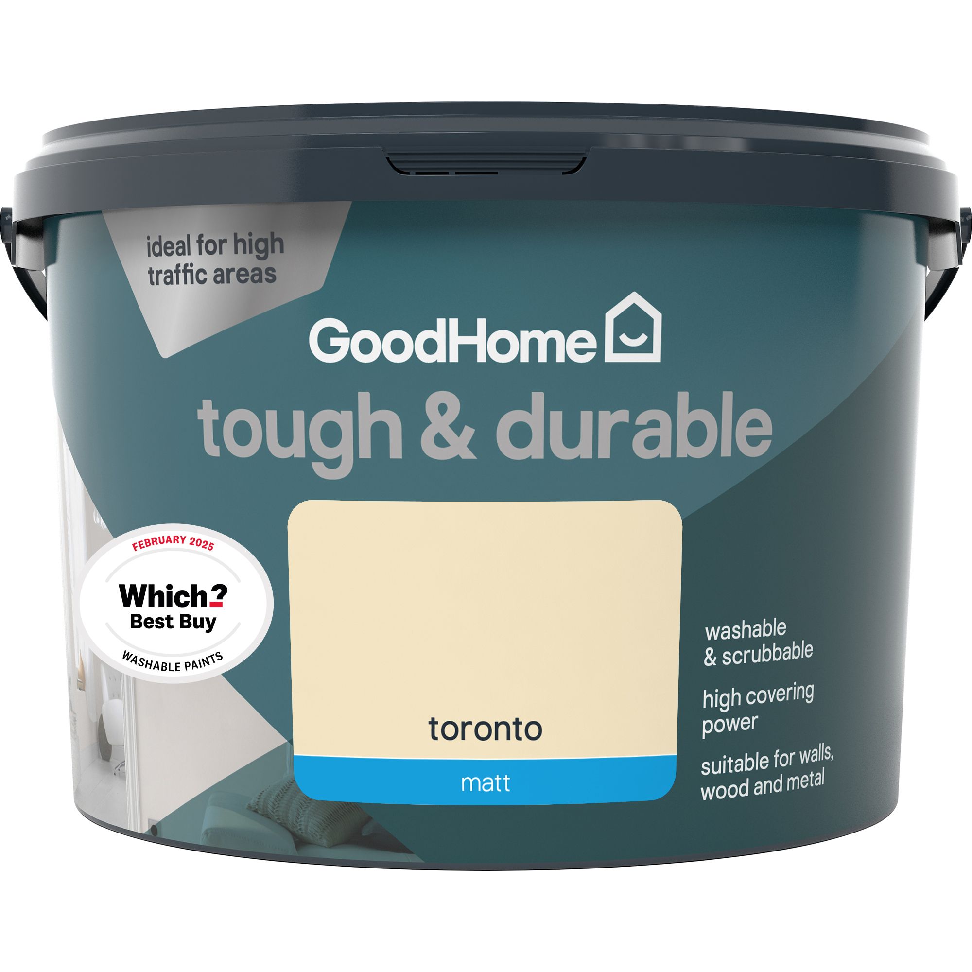 GOODHOME TOUGH & DURABLE TORONTO MATT WALL & CEILING EMULSION PAINT, 2.5L
