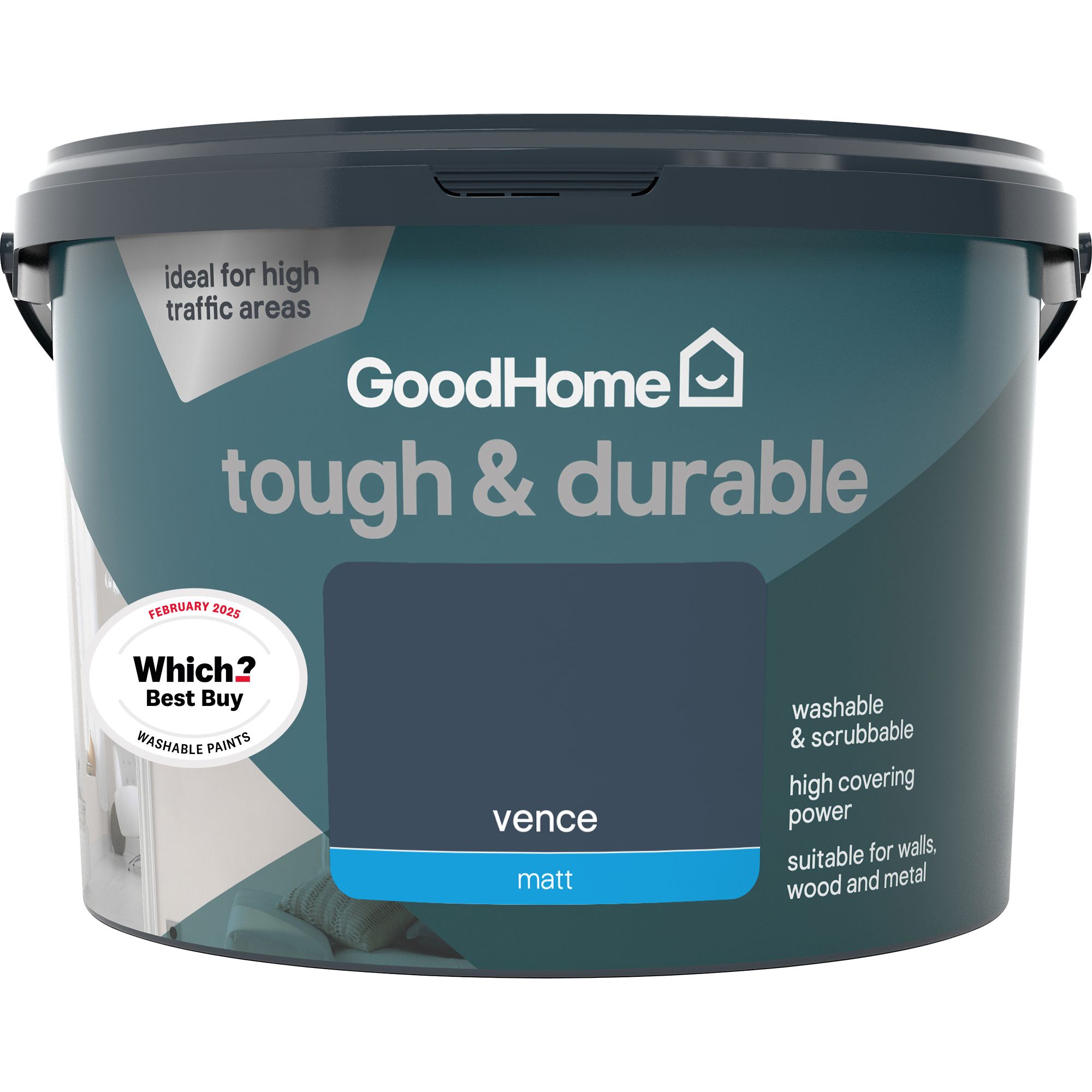 GoodHome Tough & Durable Vence Matt Wall & ceiling Emulsion paint, 2.5L