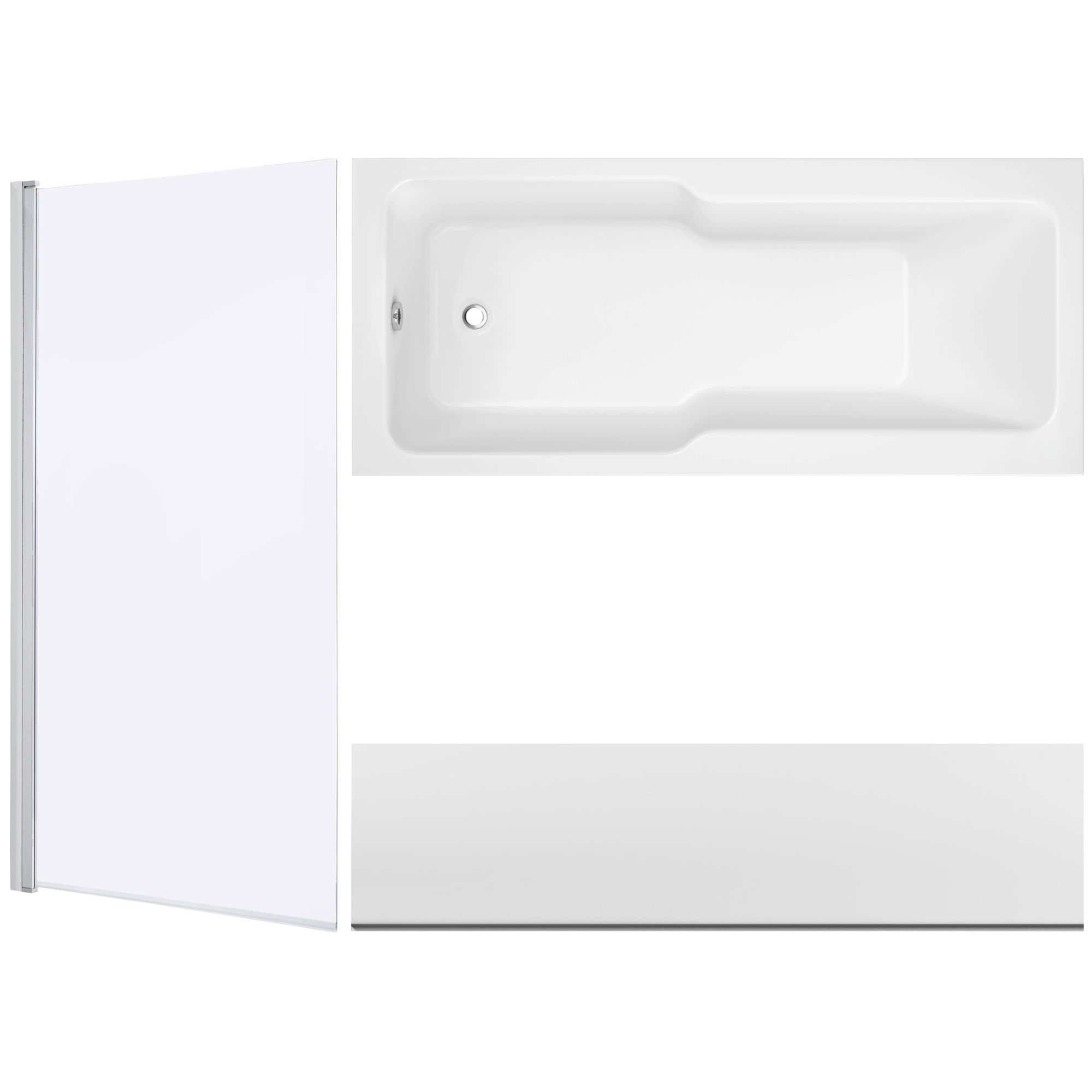 GoodHome Trojan Gloss White Rectangular Left & right-handed Straight Bath, panel & screen set (L ...