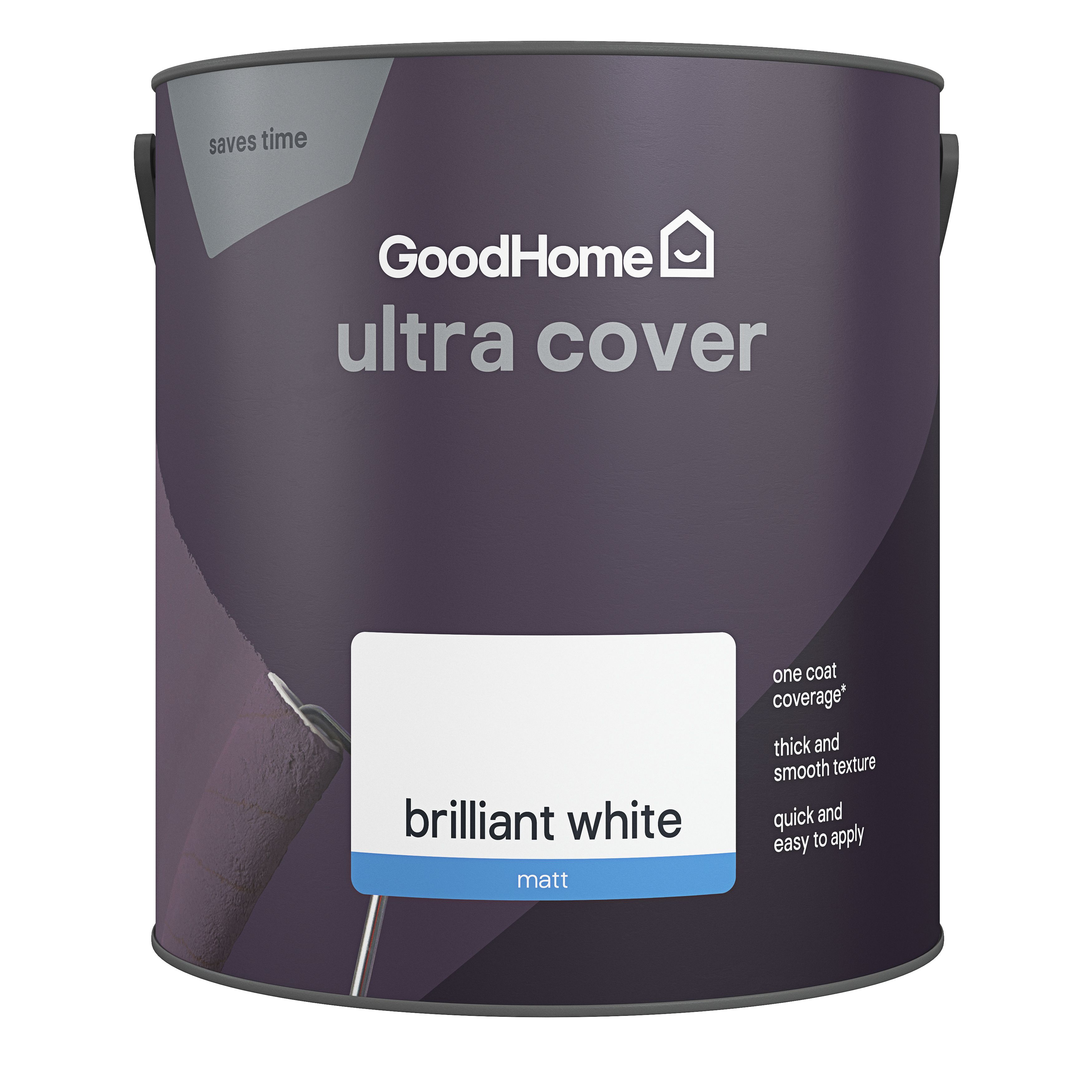 GoodHome Ultra Cover White Matt Wall & ceiling Emulsion paint, 2.5L