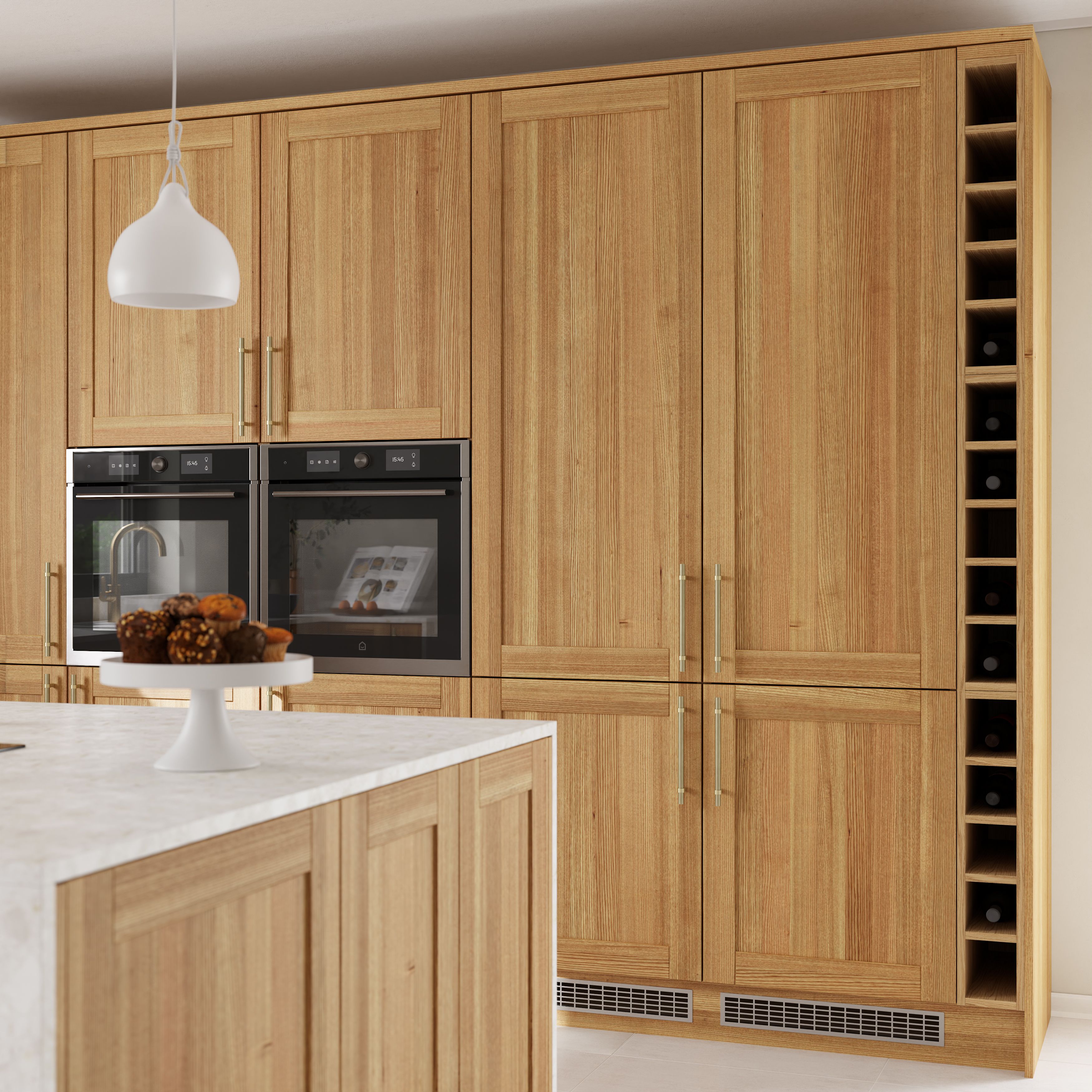 GoodHome Verbena Natural oak effect Matt natural Shaker Tall appliance ...
