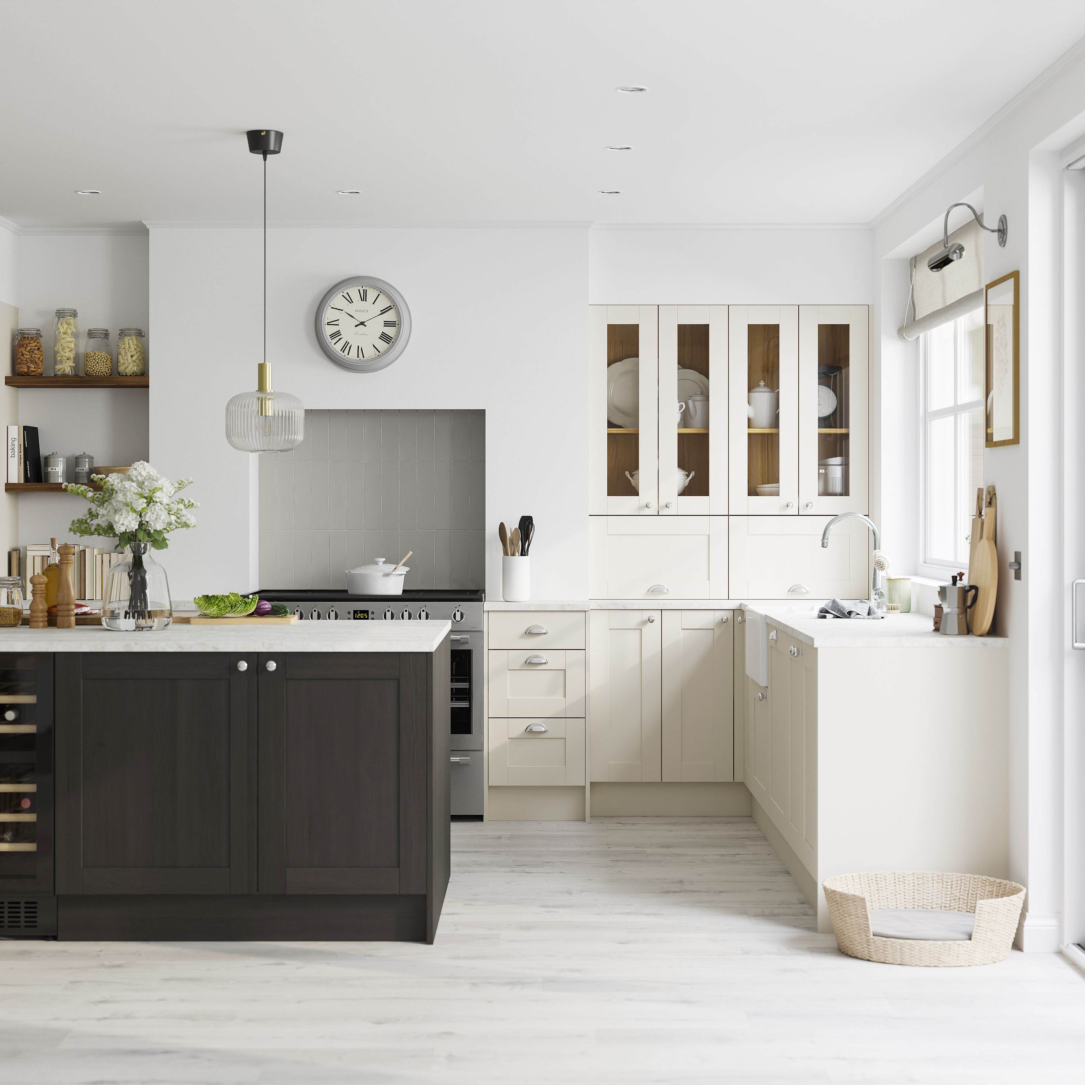 GoodHome Verbena Painted natural ash Matt cashmere Shaker Door & drawer ...