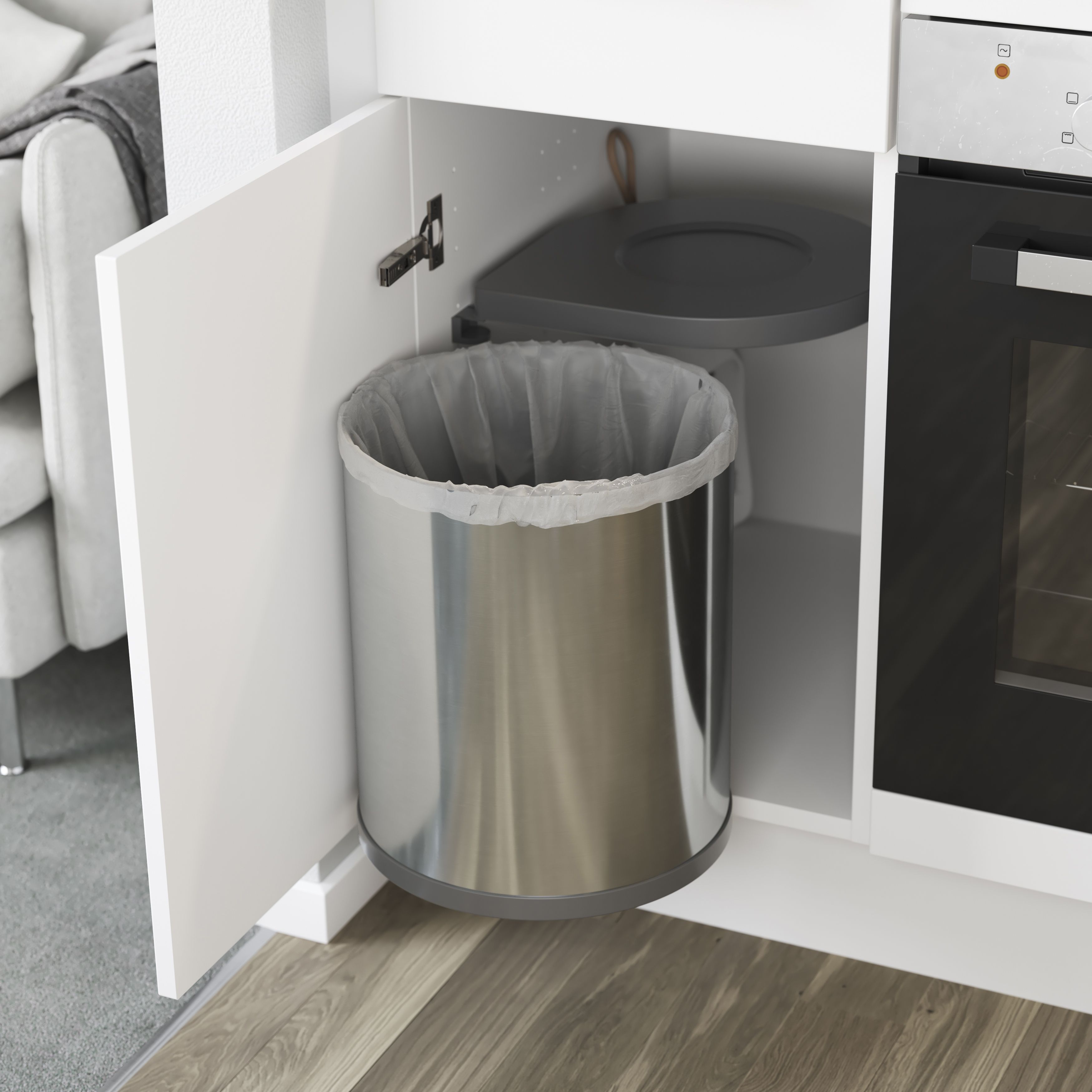 GoodHome Vigote Anthracite Metal effect Integrated Kitchen Swing-out ...